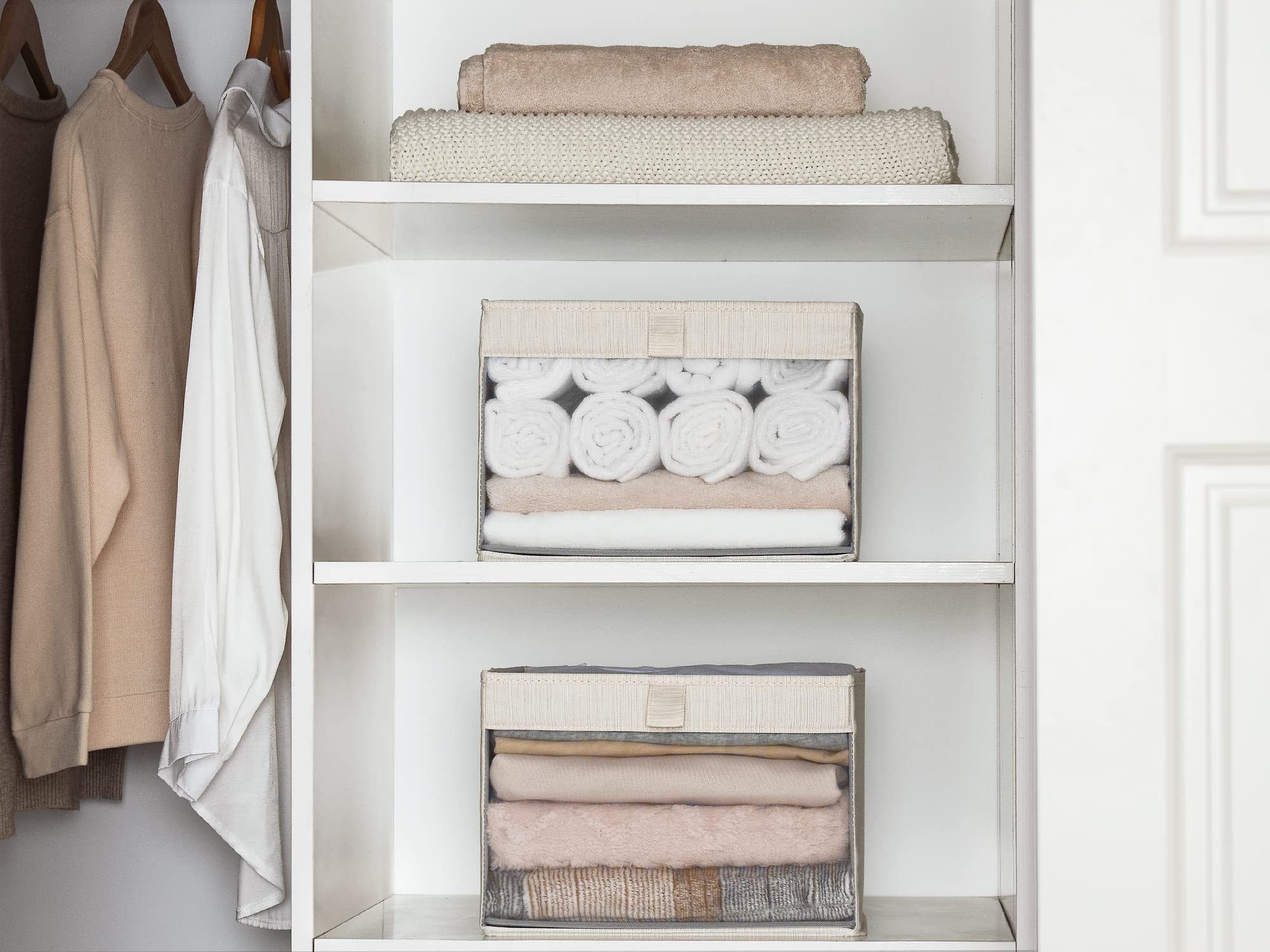 StorageWorks Storage Baskets for Shelves and Closet Storage Bins with Clear Window
