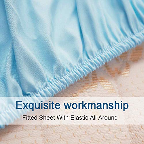 SONORO KATE Bed Sheet Set Super Soft Microfiber 1800 Thread Count Luxury Egyptian Sheets 16-Inch Deep Pocket,Wrinkle -3 Piece (Spa Blue, Twin XL)