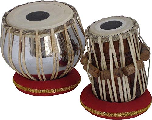 SHREYAS Student Tabla Drum Set, Basic Tabla Set, Steel Bayan, Dayan & Book, Hammer, Cushions & Cover - Perfect Tablas for Students and Beginners on Budget (PDI-IB) Tabla Drums, Indian Hand Drums