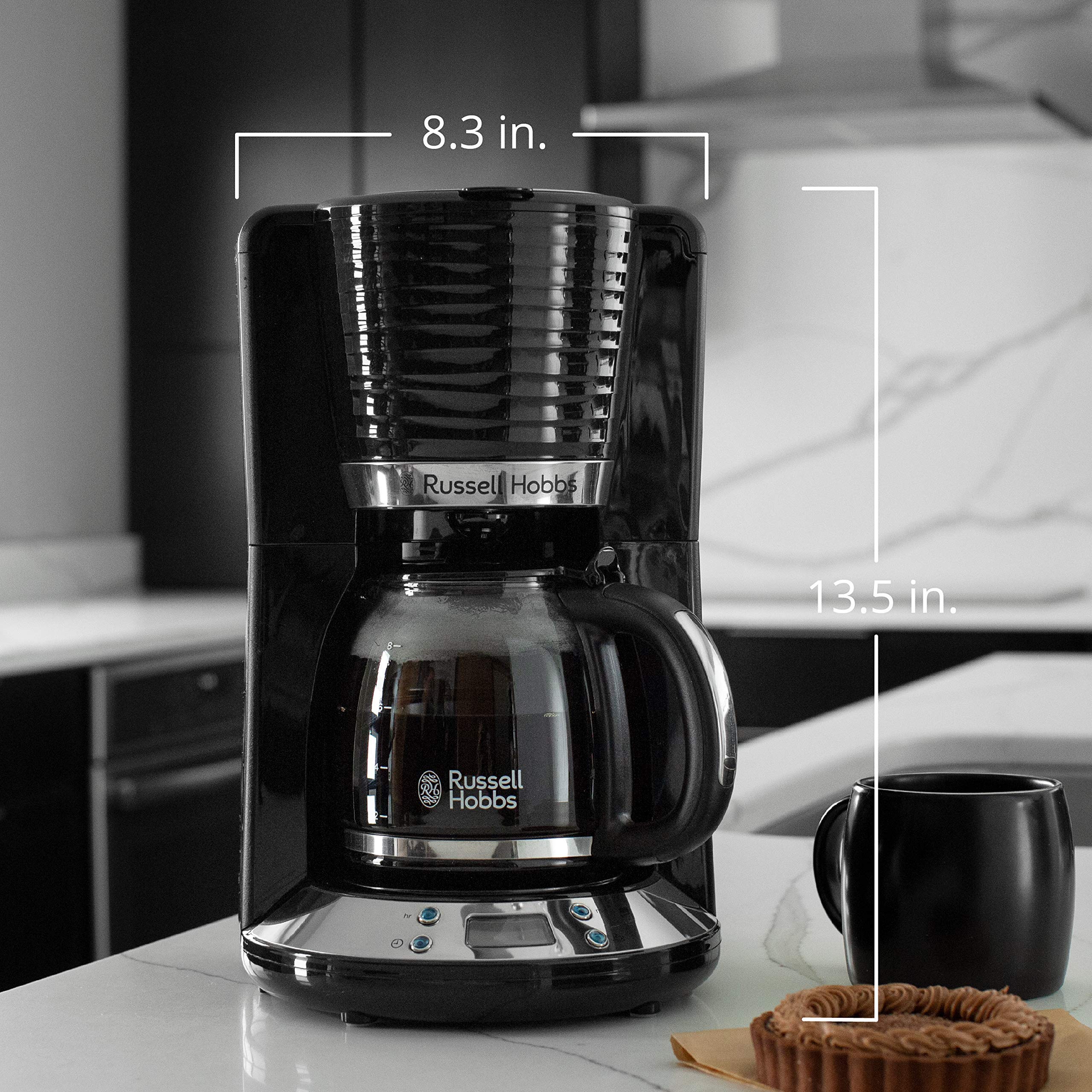 Russell Hobbs CM4300BR Coventry 8-Cup Coffeemaker, 1.25L (42-oz.) Capacity Glass Carafe, Black (Renewed)