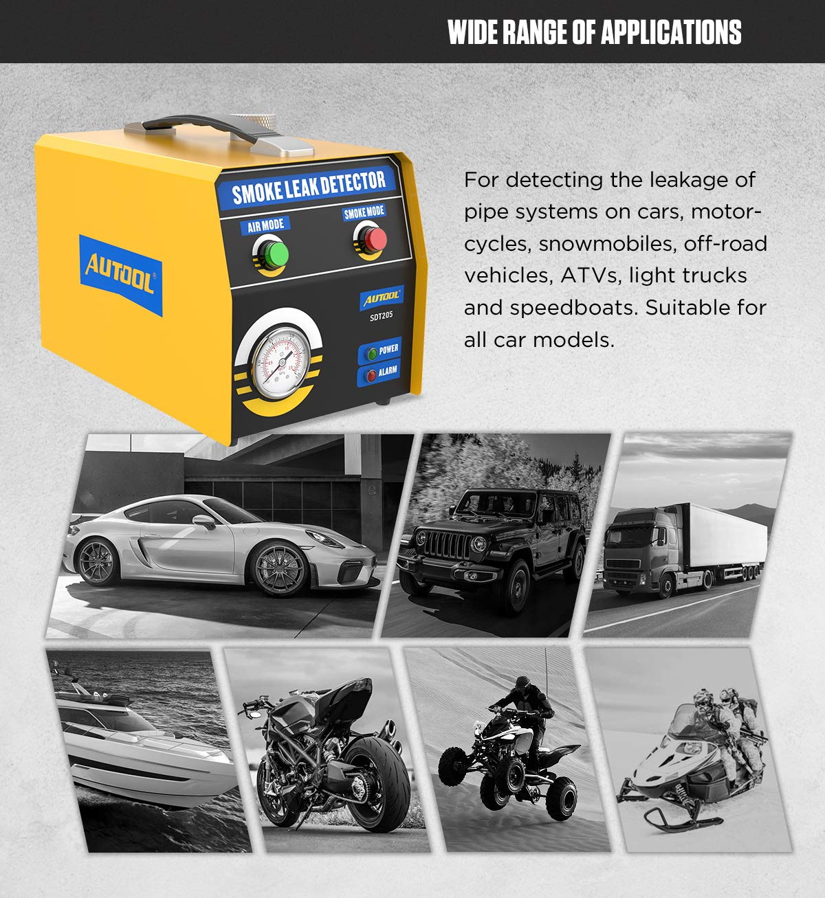 Smoke Leak Detector, 2 Mode Automotive Fuel Leakage Diagnostic Tester,Conduit Pipe System Leakage Tester,EVAP Leak Detector for 12V Vehicles