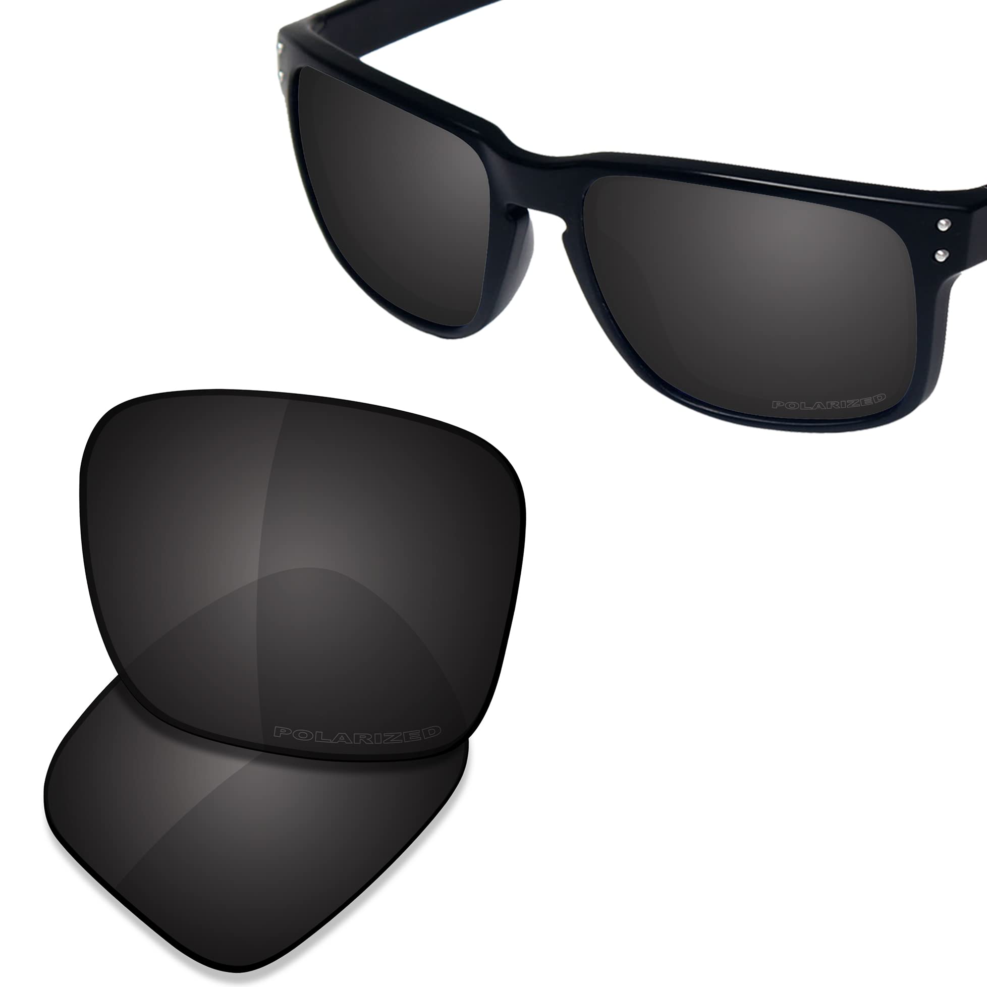 SAUCER Premium Replacement Lenses for Oakley Holbrook XL OO9417 Sunglasses High Defense - Carbon Black Polarized