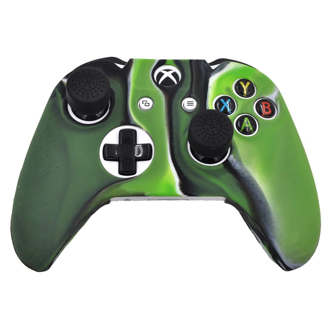 SKINOWN Silicone Grip Case Anti-Slip Protective Cover for Xbox One Controller with 8 Thumb Grips(Camouflage Green)