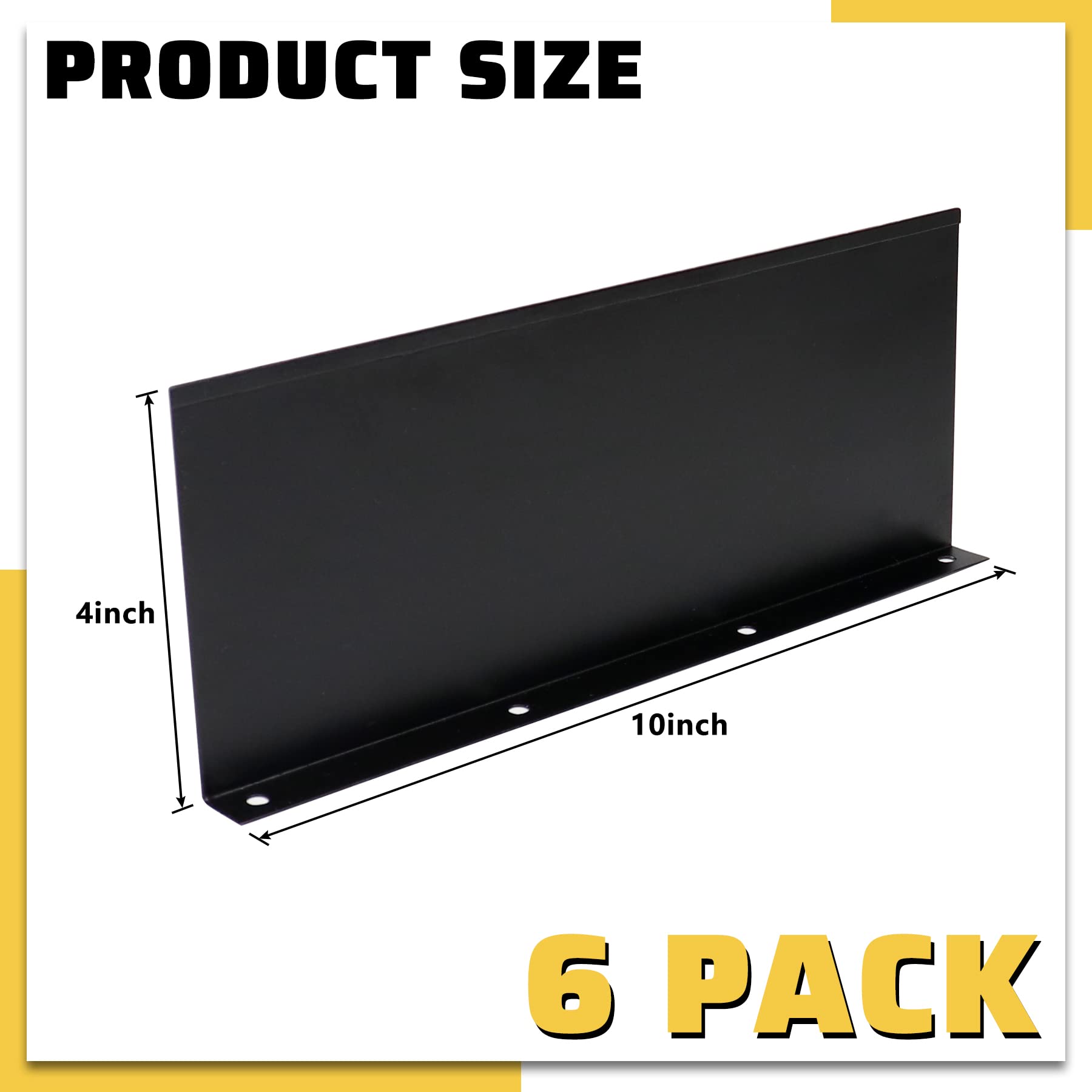 Powrocket 6 Pack Aluminum Gutter Valley Splash Guard,Keep Water from Overshooting The Gutter,for Valley,Corner,or Straight,10 inch Each Piece,Black