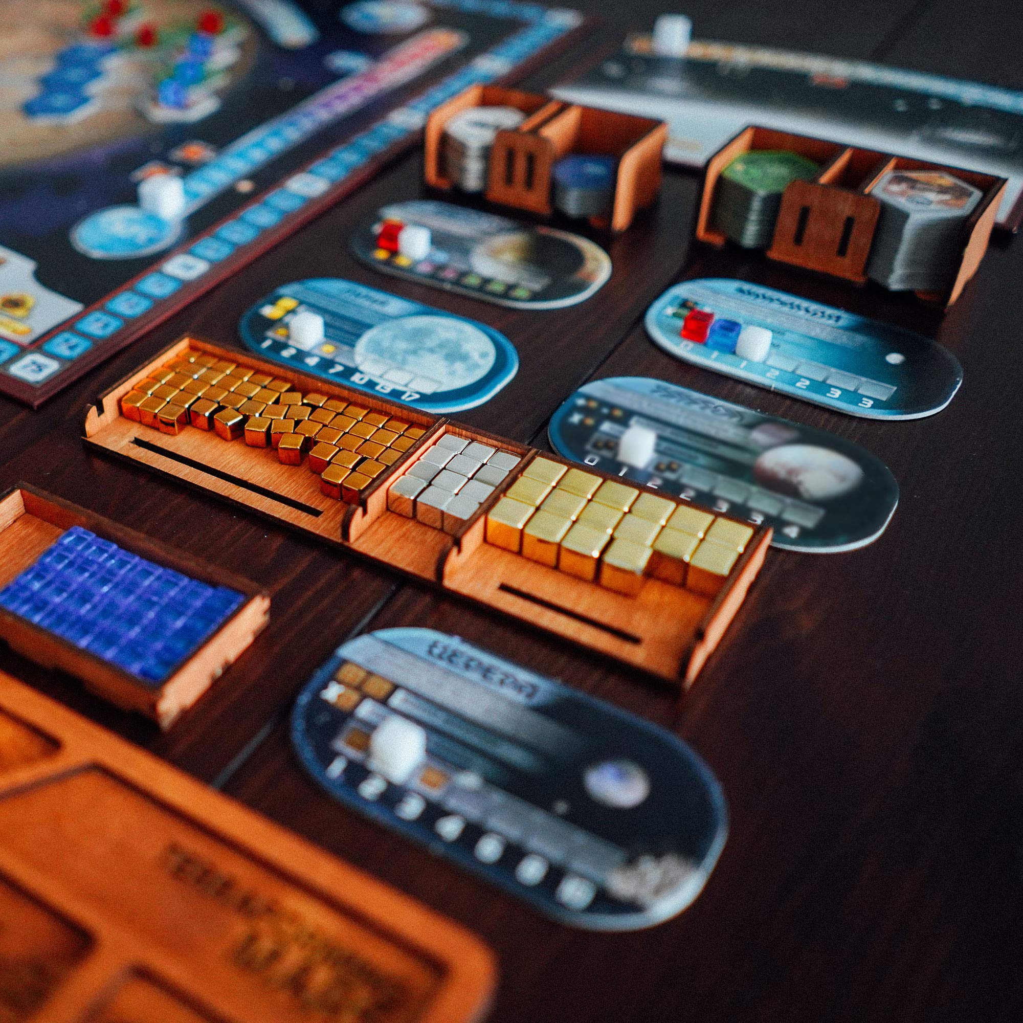 SMONEX Wooden Organizer Compatible with Terraforming Mars Board Game - Box Suitable for Storage All Mars Terraforming Expansion - Kit Token Box Card Insert