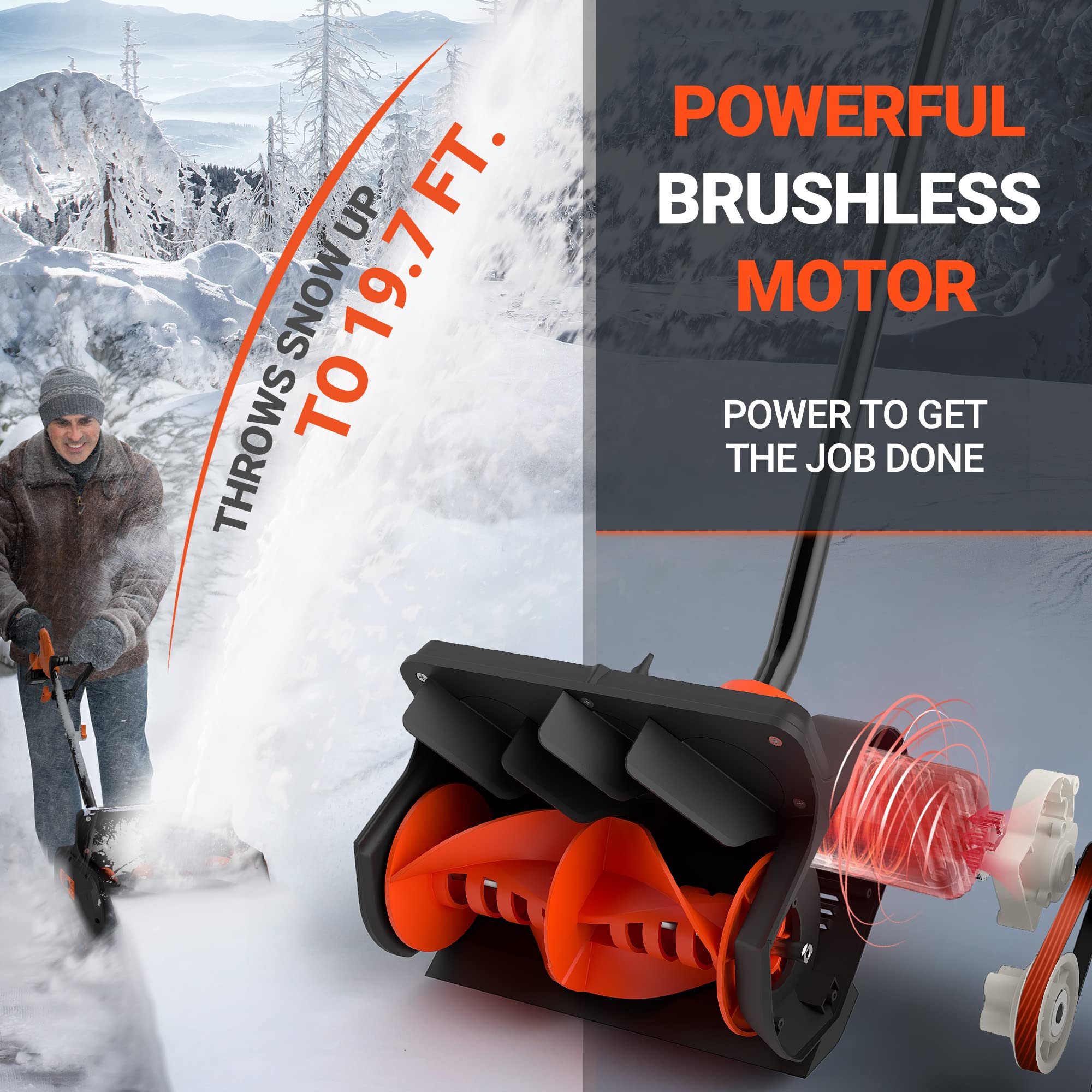 VOLTASK Cordless Snow Shovel, 20V | 11.8-Inch | 4-Ah Cordless Snow Blower, Battery Snow Blower with Directional Plate & Adjustable Front Handle (4-Ah Battery & Quick Charger Included)