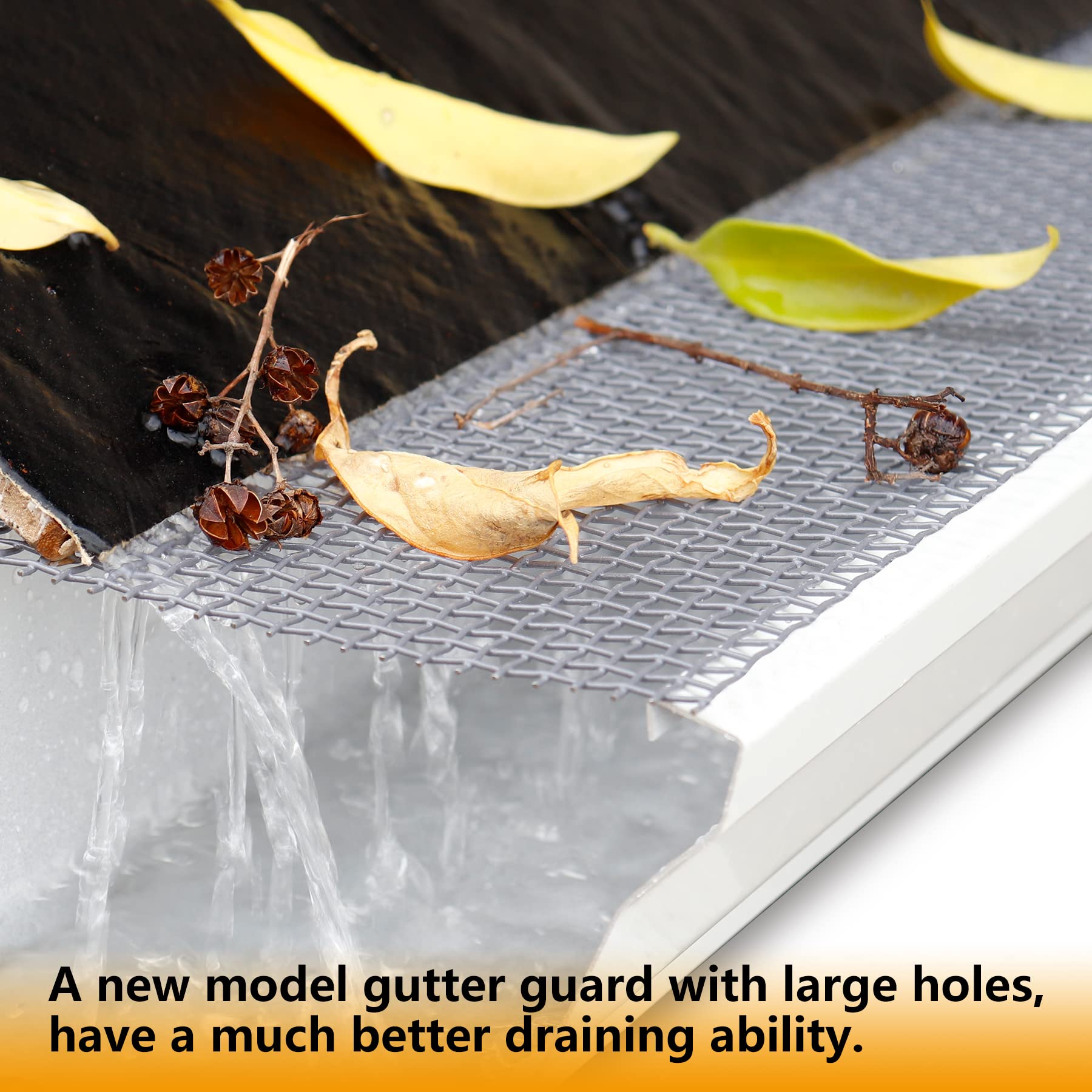 Powrocket Gutter Guards,4" 5" Leaf Protection,96 Feet Stainless Steel Mesh Gutter Covers,Prevents Roof Clogged Downspouts,Easy to DIY,Black
