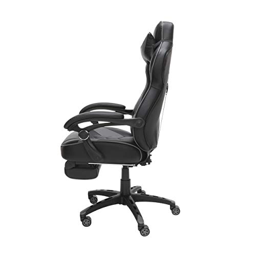 RESPAWN 110 Ergonomic Gaming Chair with Footrest Recliner - Racing Style High Back PC Computer Desk Office Chair - 360 Swivel, Adjustable Lumbar Support, Headrest Pillow, Padded Armrests - 2019 Grey