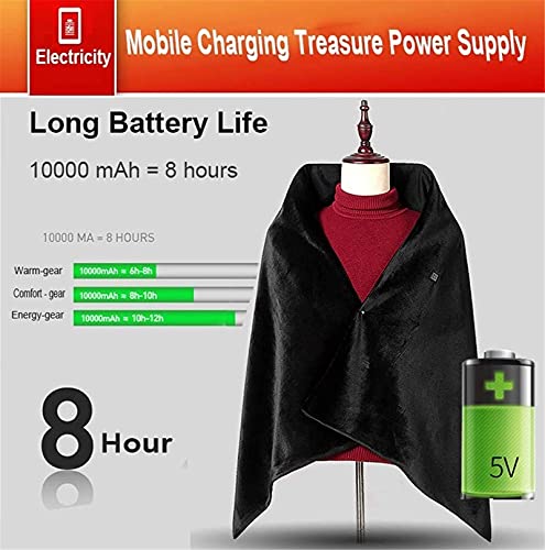 USB Electric Heated Blanket Wrap Shawl, Heated Cape, Electric Lap Flannel Blanket, with 3 Heating Settings, 25℃/35℃/45℃, for Car Office Chair, Comfortable and Safe, Machine Washable