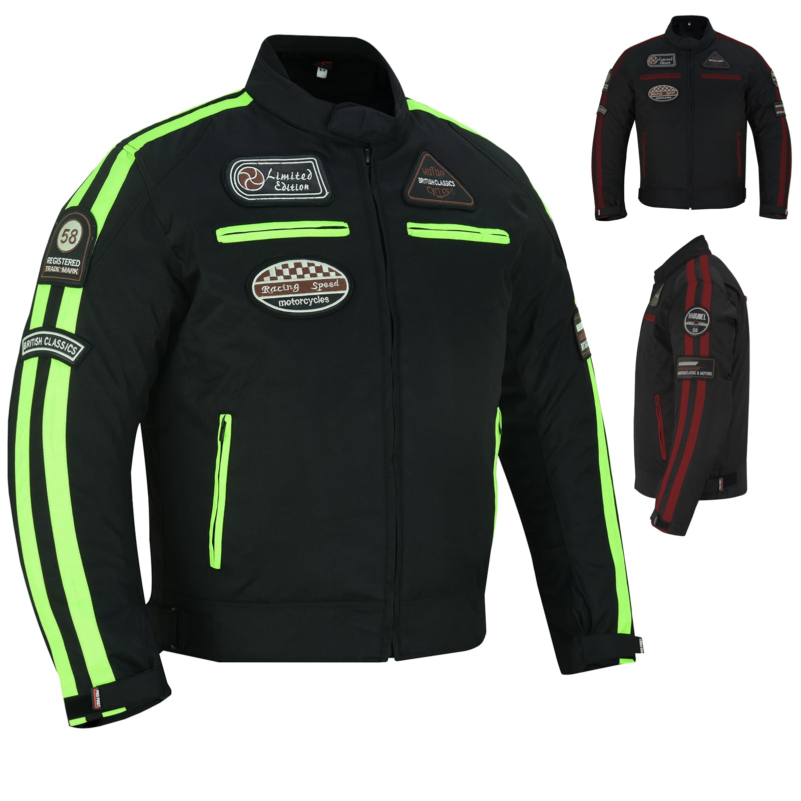 PROFIRST Motorbike Men’s Riding Jacket Motorcycle Jacket for Men Waterproof Jacket CE Armored Protection (US, Alpha, XX-Large, Regular, Regular, Green)