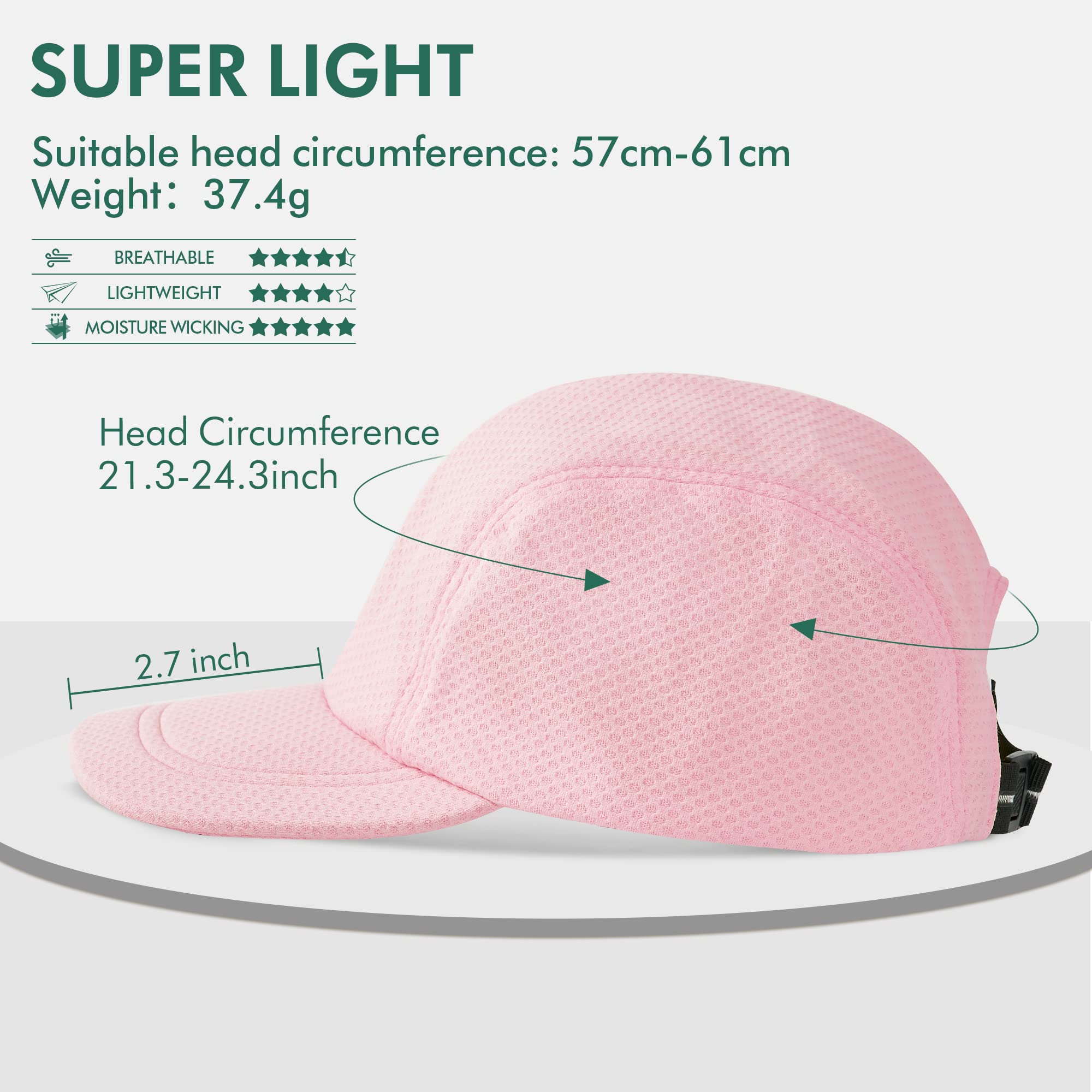 zowya Breathable Quick Drying Outdoor Sport Hat Evaporate Sweat Unstructured Running Climbing, Golf Cap for Men Women Pink