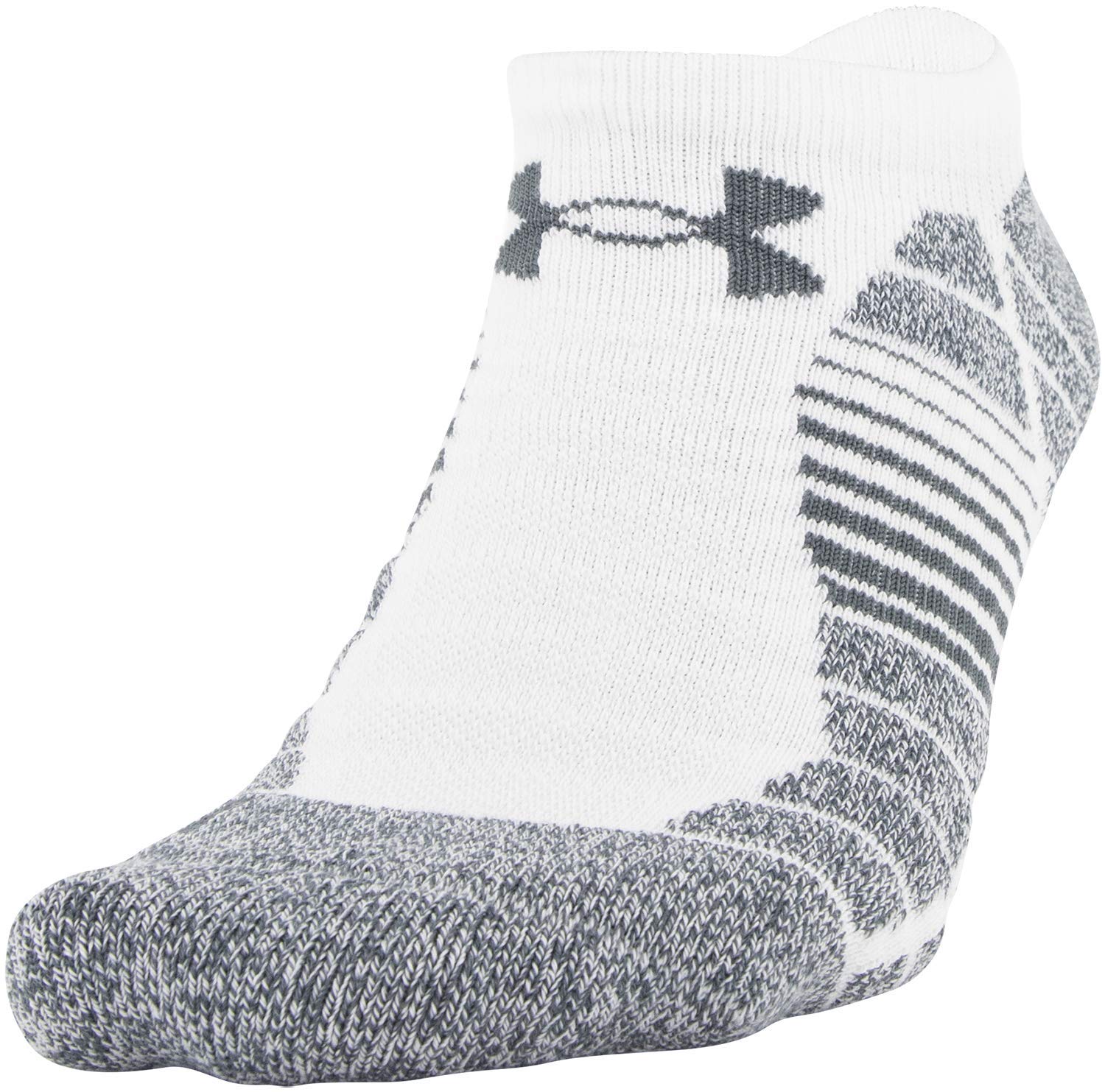 Under Armour Adult Elevated Performance No Show Socks, 3-Pairs , White , Medium