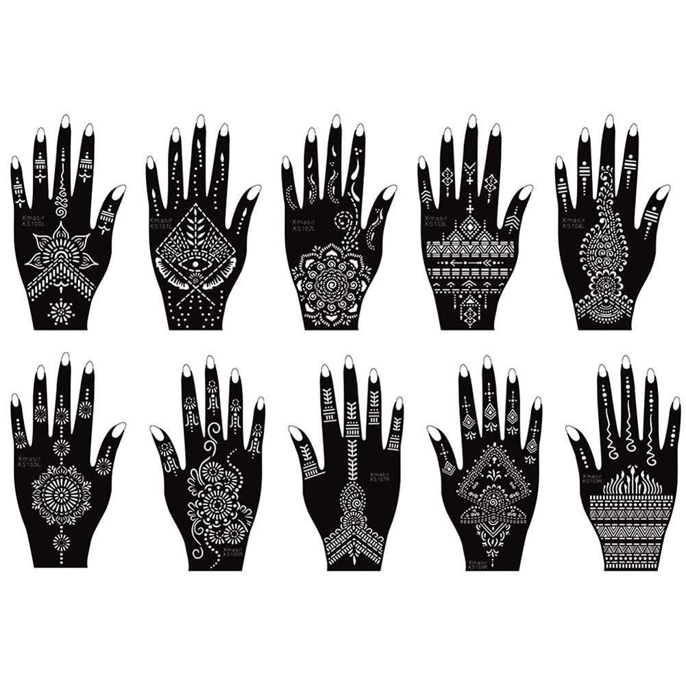 Xmasir Pack of 24 Sheets Henna Tattoo Stencil Kit/Temporary Tattoo Templates,Self-Adhesive Indian Arabian Tattoo Sticker for Body Paint New Designs