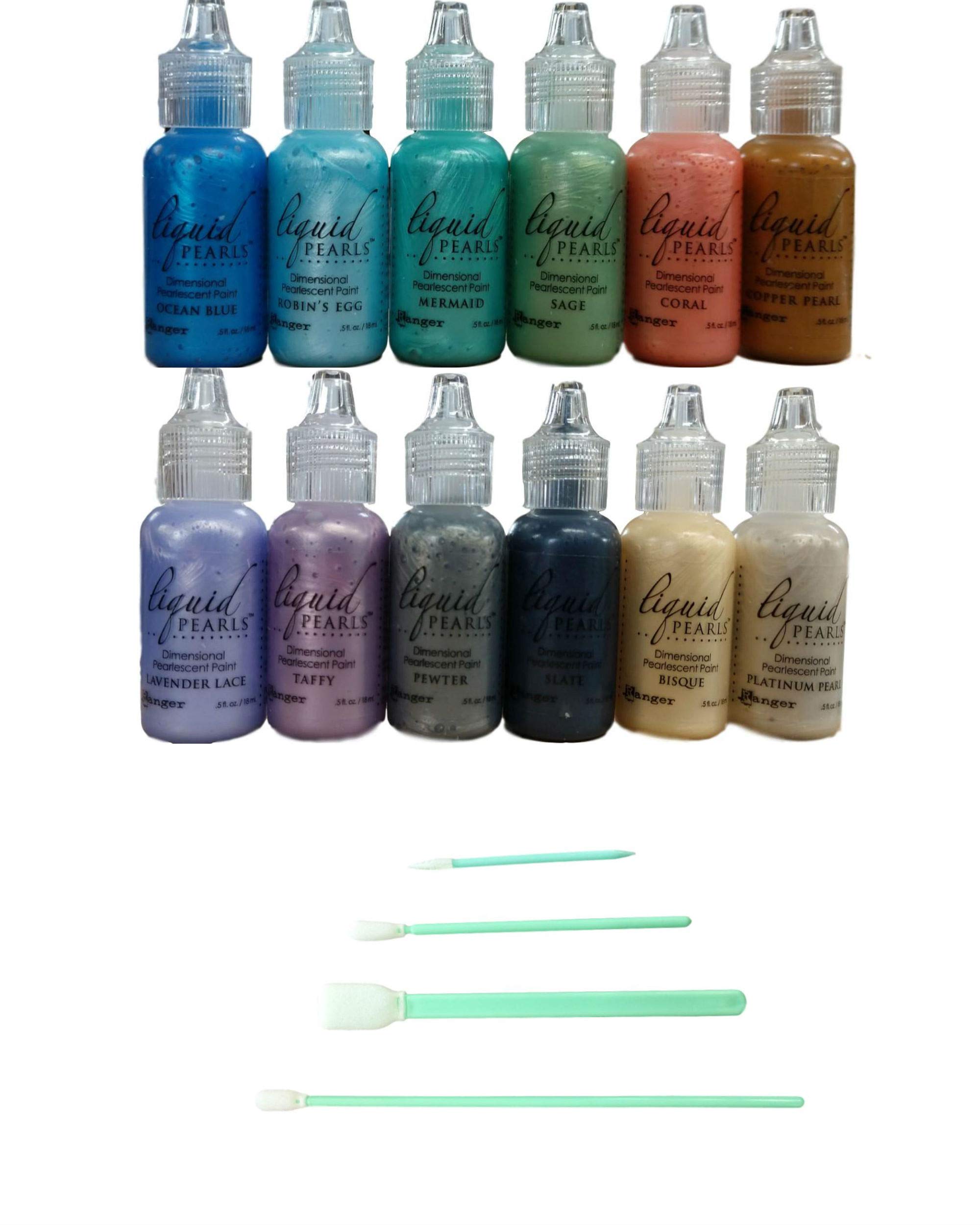 Ranger Mermaid Color Bundle of Liquid Pearls-12 Colors and 4 Blending Sticks