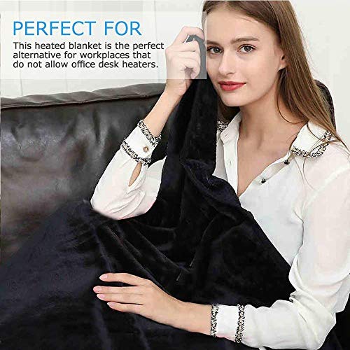 USB Electric Heated Blanket Wrap Shawl, Heated Cape Heated Throw Electric Lap Flannel Blanket with 3 Heating Settings for Car Office Chair-Machine Washable 25.6X 66.1Inch