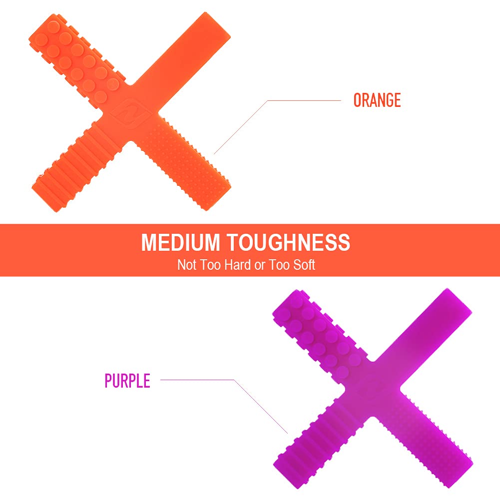 Sensory Chew Stick Toys for Boys Girls Kids with Autism, ADHD, SPD, Oral Motor Needs - Medium Hardness Teething Chewy Tubes with 4 Unique Textures (2 Pack)