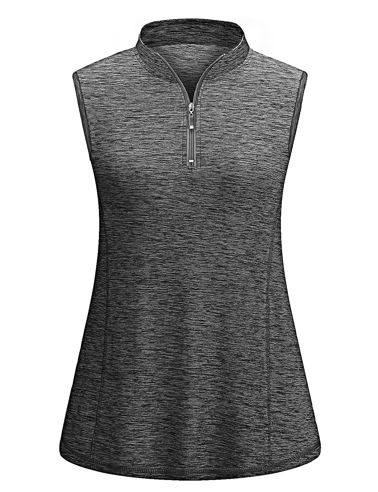 Viracy Tennis Shirts for Women, Women's Zip Up Golf Workout Tank Tops Sleeveless Quick Dry Athletic Polo Shirts Dark Grey X-Large