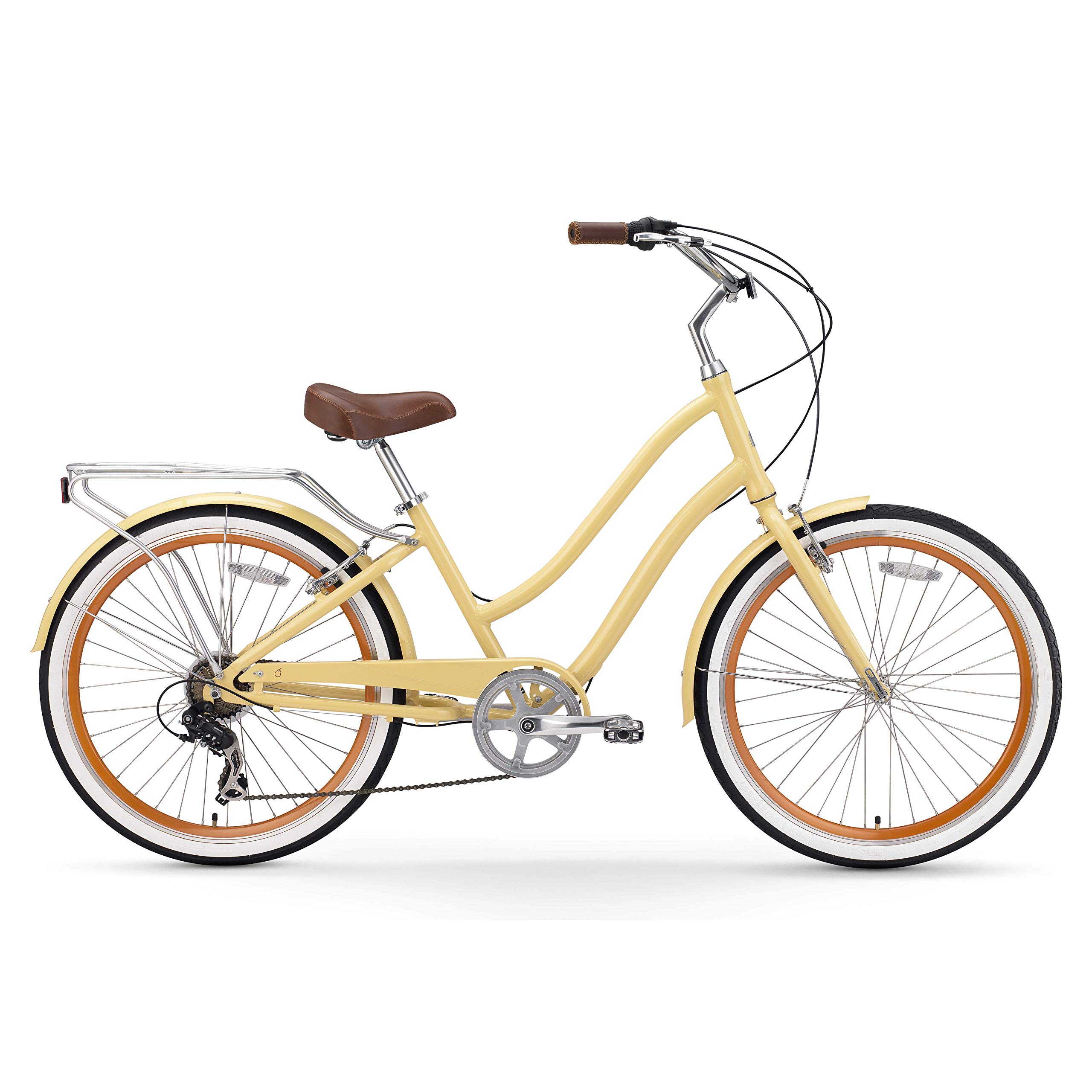 sixthreezero EVRYjourney Steel Women's Step-Through Touring Hybrid Bike, 1/3/7/21 Speed 26" Bicycle, Multiple Colors
