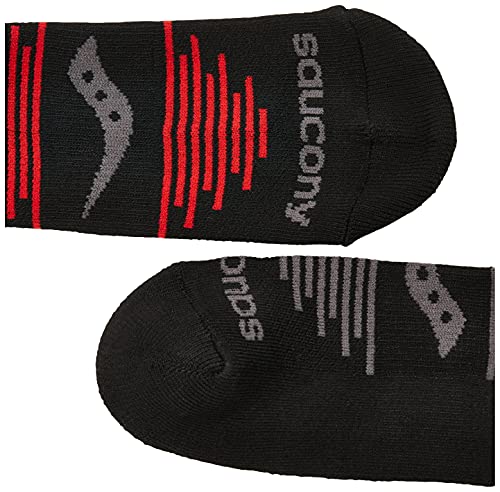 Saucony Men's Multi-Pack Firework Ventilating Performance Comfort No-Show Socks, Grey/Black (6 Pairs), Shoe Size: 8-12