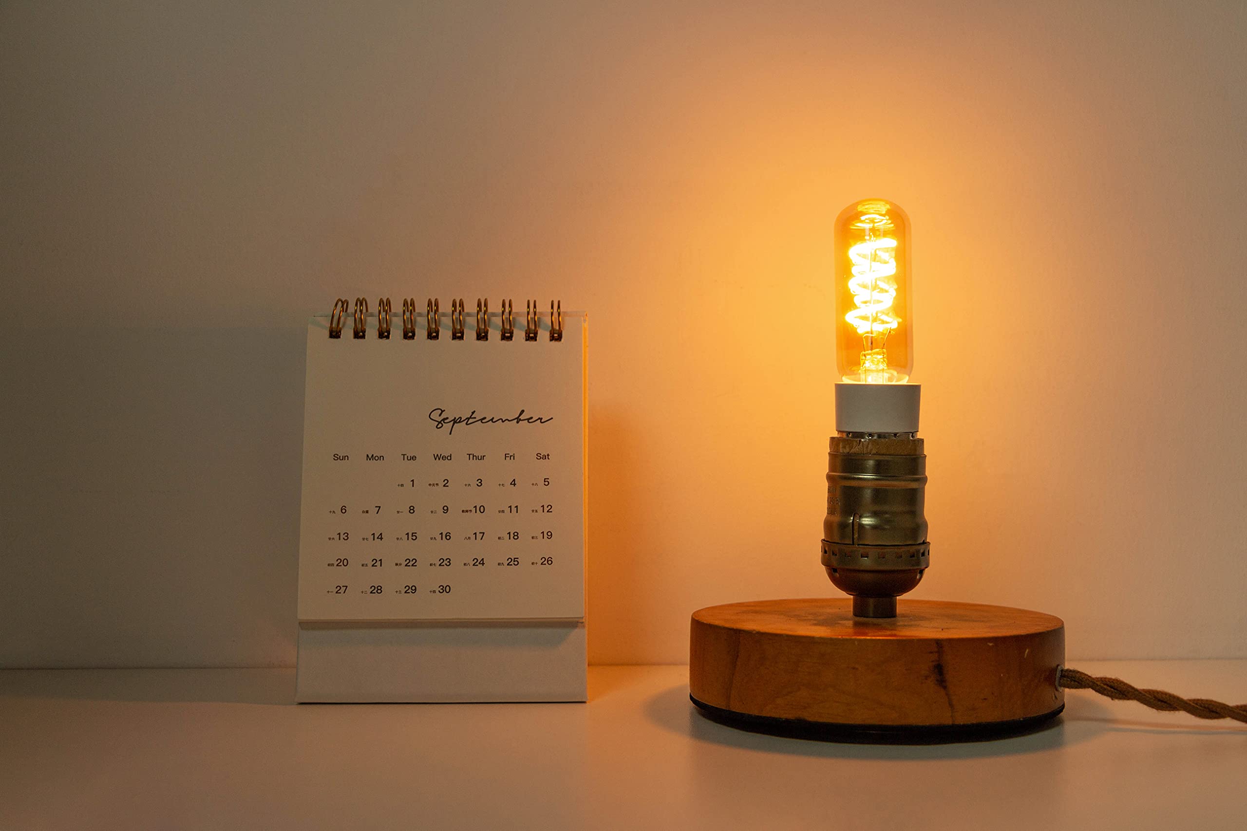 Sphoon 3W E12 Led Bulb Dimmable Amber Candelabra Base Equivalent Retro Edison Light Bulbs 25 watt T25/T6 Warm Yellow 2200K Decorative Spiral Filament Pack of 5pack
