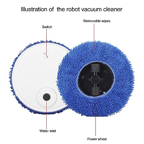 Robot Vacuum, Intelligent Water Control Robotic Vacuum and Mop Combo Simulated Hand Pressure Ultra Thin for Cleaning Fruit for Cleaning Flour (White)
