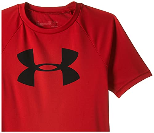 Under Armour Boys' Tech Big Logo Short Sleeve Gym T-Shirt, Red (600)/Black, Youth Large