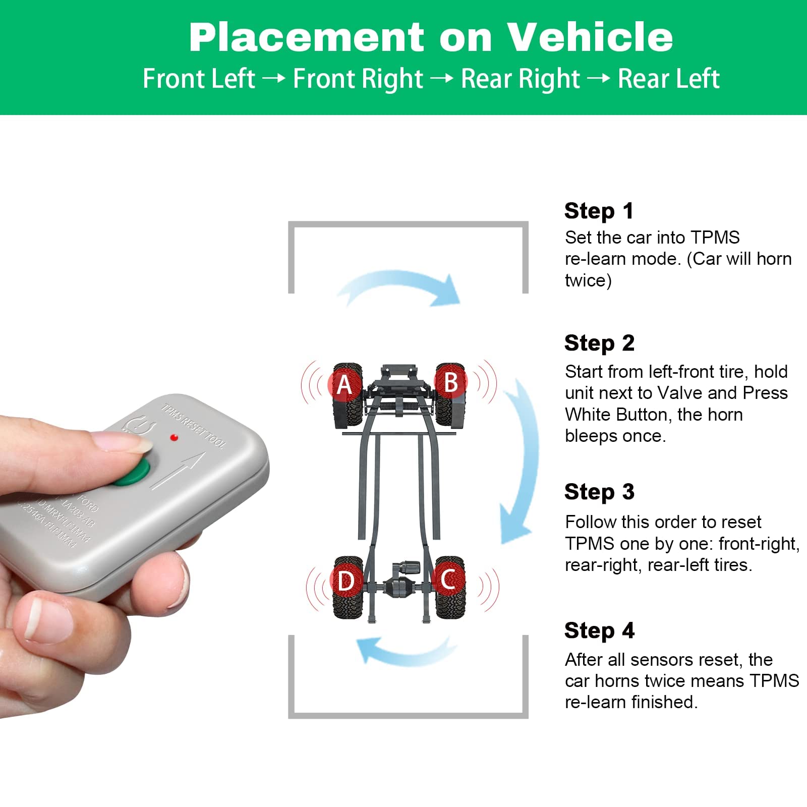 Tesery TPMS Relearn Tool for Ford, TPMS Sensor Activation Reset Tool for F150 Auto Tire Pressure Monitoring System Programming Tool TPMS19