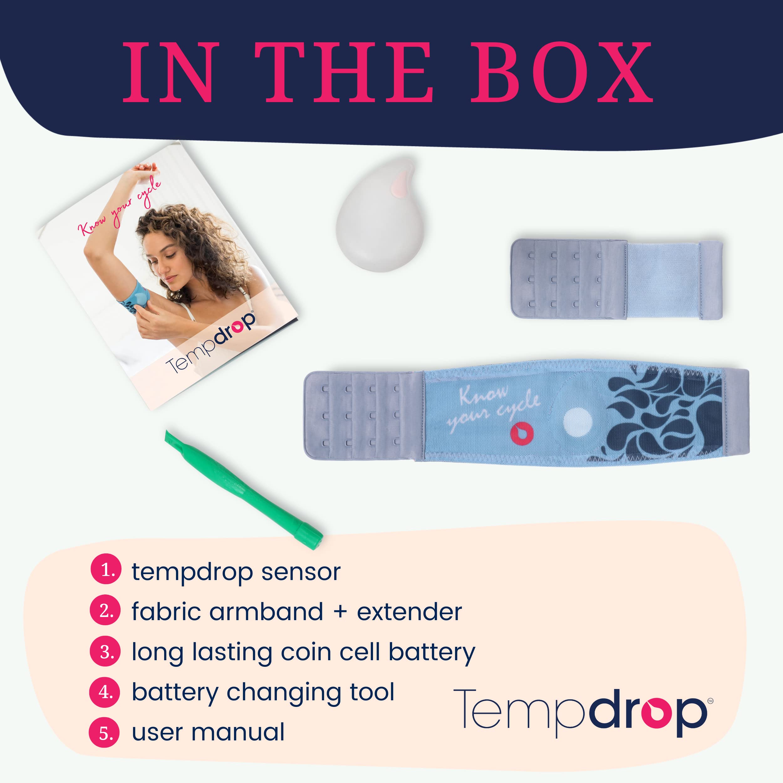 Tempdrop Fertility and Ovulation Tracker –Wearable Basal Body Temperature (BBT) Monitoring Sensor and Fertility Charting App Includes Comfortable Armband (L/XL - 12.5-18.5 Inches)