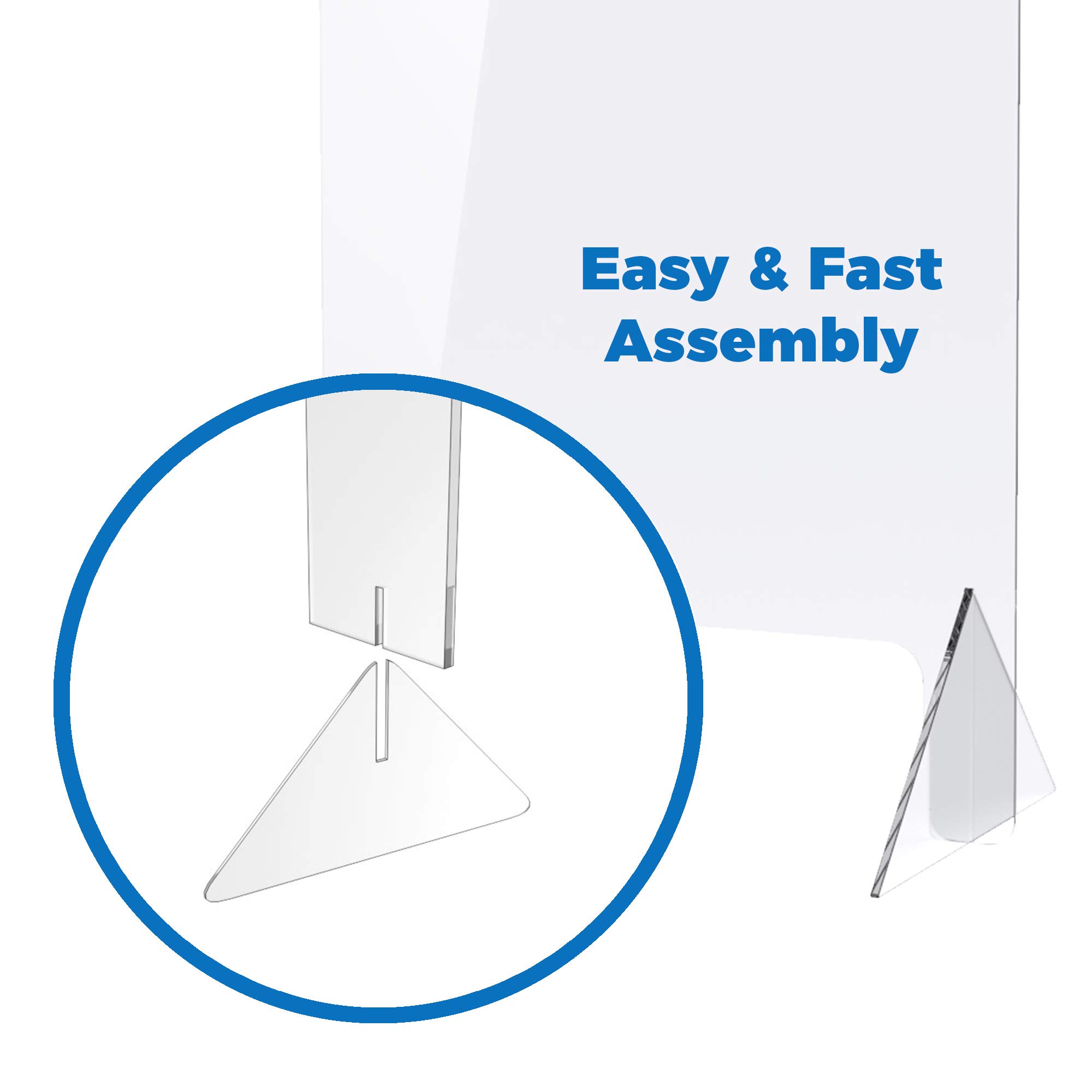 Sneeze Guard for Desk and Table. Plexiglass Shield for Counter Barrier from Sneezing. Employee Protection. Multiple Sizes Available (24“W x 16"H)