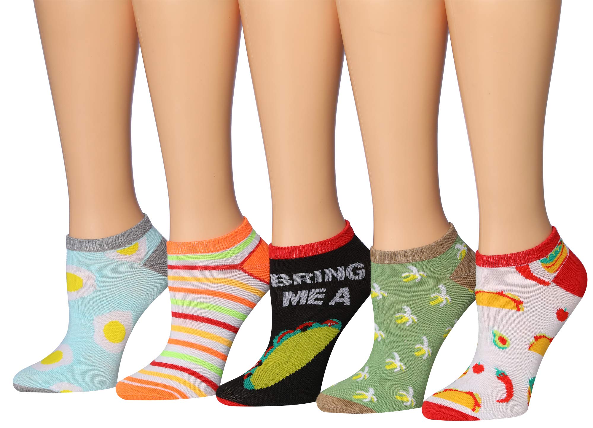 Tipi Toe Women's 20 Pairs Colorful Patterned Low Cut/No Show Socks NS186-AB