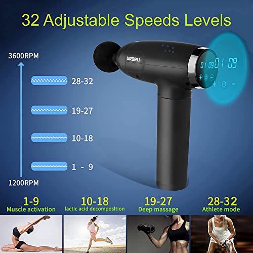 URORU Massage Gun Deep Tissue Massager Back Massager for Athletes Portable Body Muscle Massager Professional Lightweight andheld Deep Tissue Massager Black