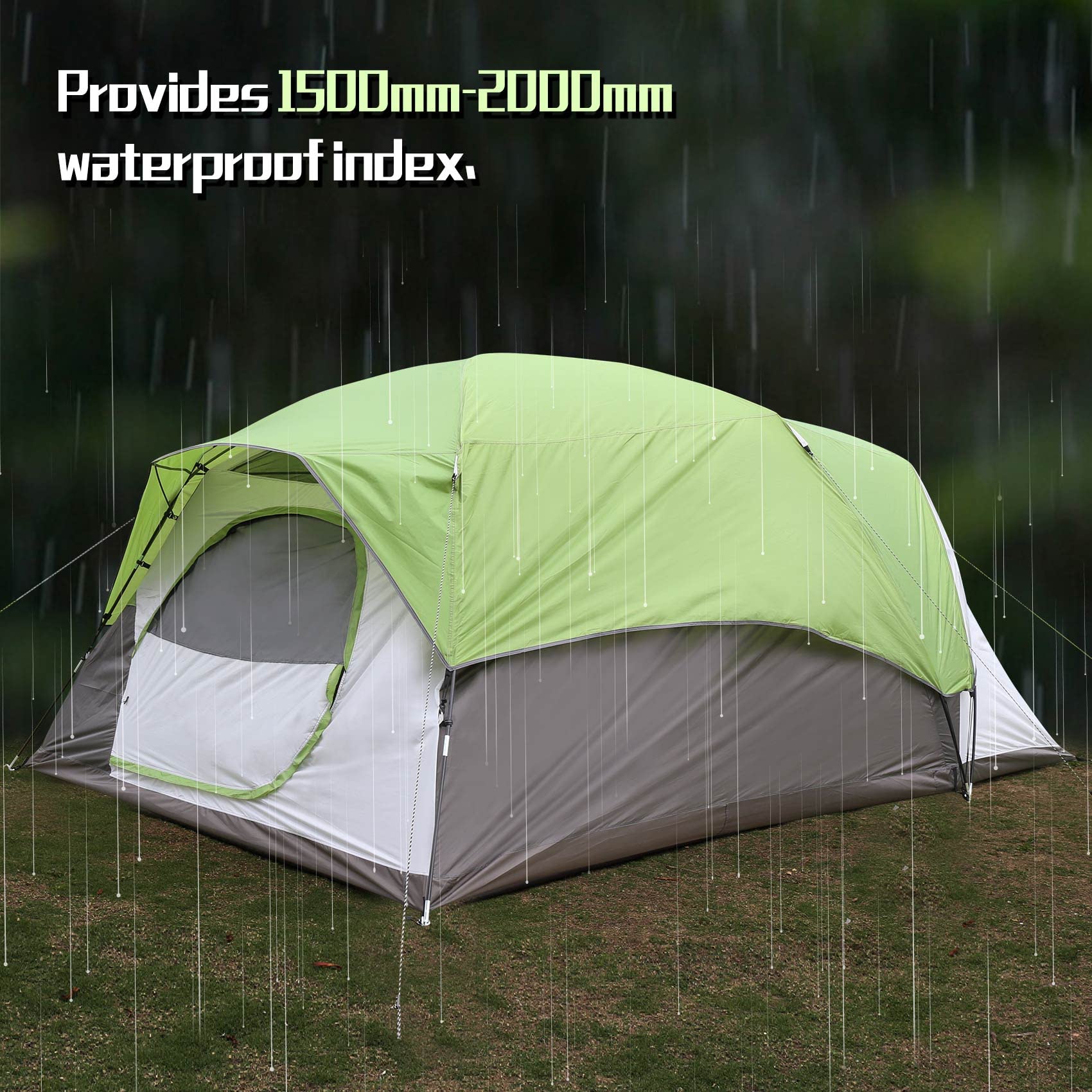 Superrella Outdoor Portable Cabin Camping Tent Double Layer for Family 5-6 Person, Orange Red