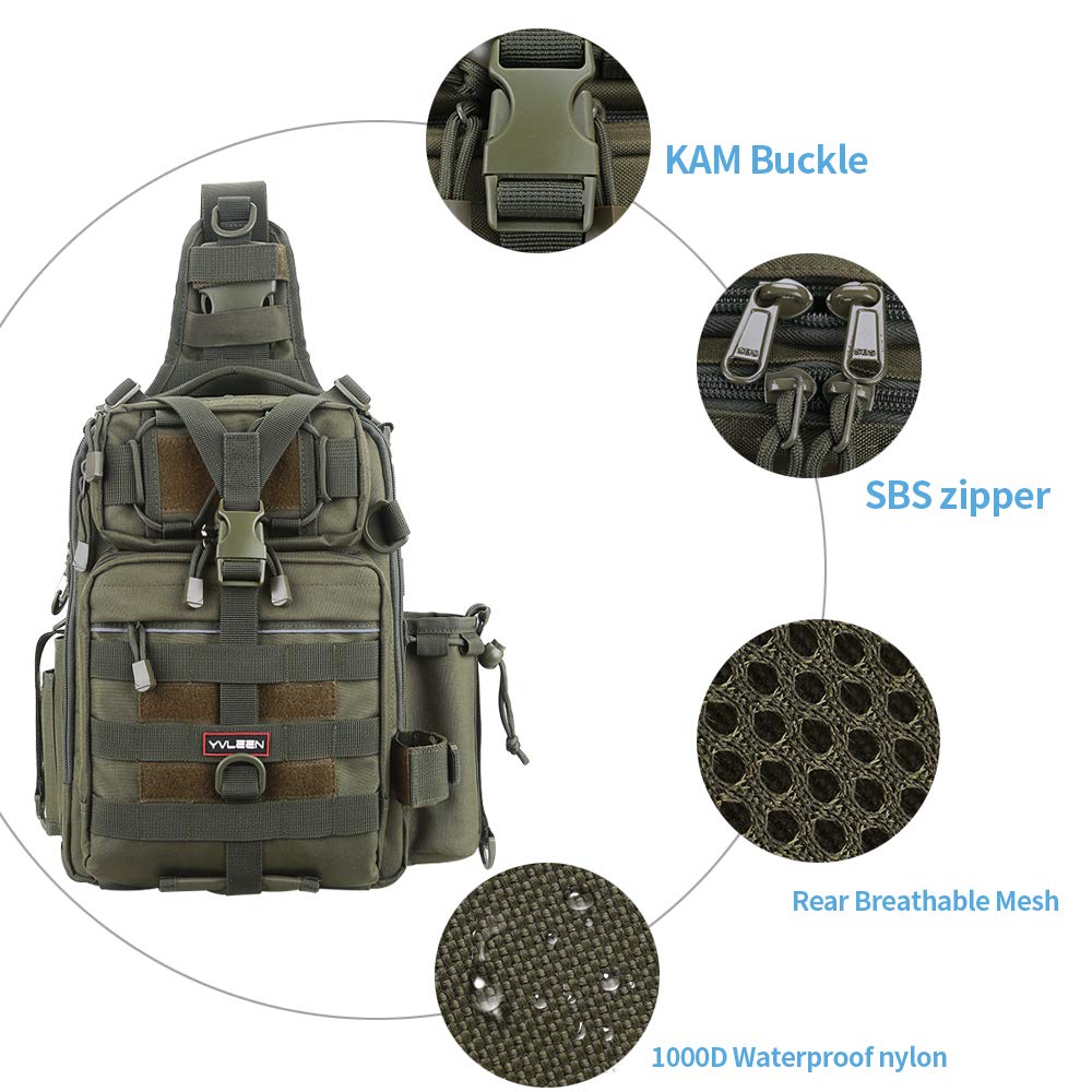 YVLEEN Fishing Tackle Backpack Storage Bag,Water-Resistant Fishing Backpack with Rod Holder,Fishing Gear Bag Gift for Men