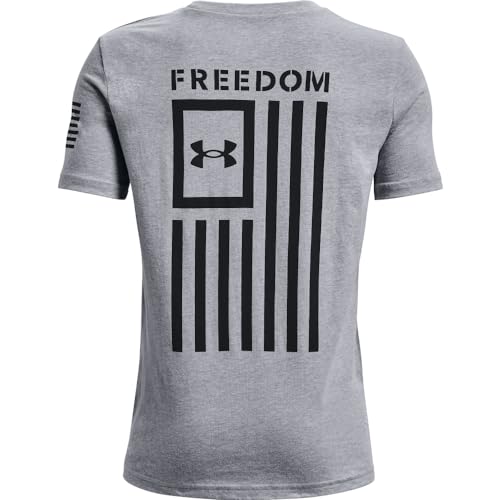 Under Armour Boys' New Freedom Flag Tshirt, Steel Light Heather (035)/Black, Youth Large