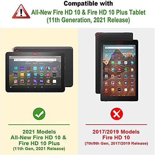 ZoneFoker All New Kindle Fire HD 10 Tablet & Fire HD 10 Plus (11th Generation, 2021 Released) Cover Case, 360 Protection Multi-Angle Viewing Stand Auto Sleep/Wake with Card Slots - Marble Rose Gold