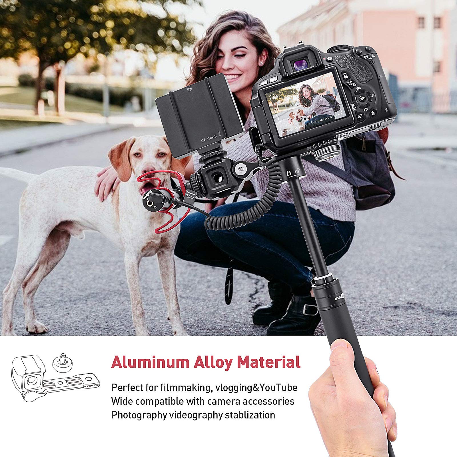USKEYVISION Triple Cold-Shoe Mount Bracket Kit for Camera & Gimbal 180° Roll Microphone Video Light Mount Dual 1/4in Thread Compatible with All DSLR Cameras & All Gimbals (UVCS-2)