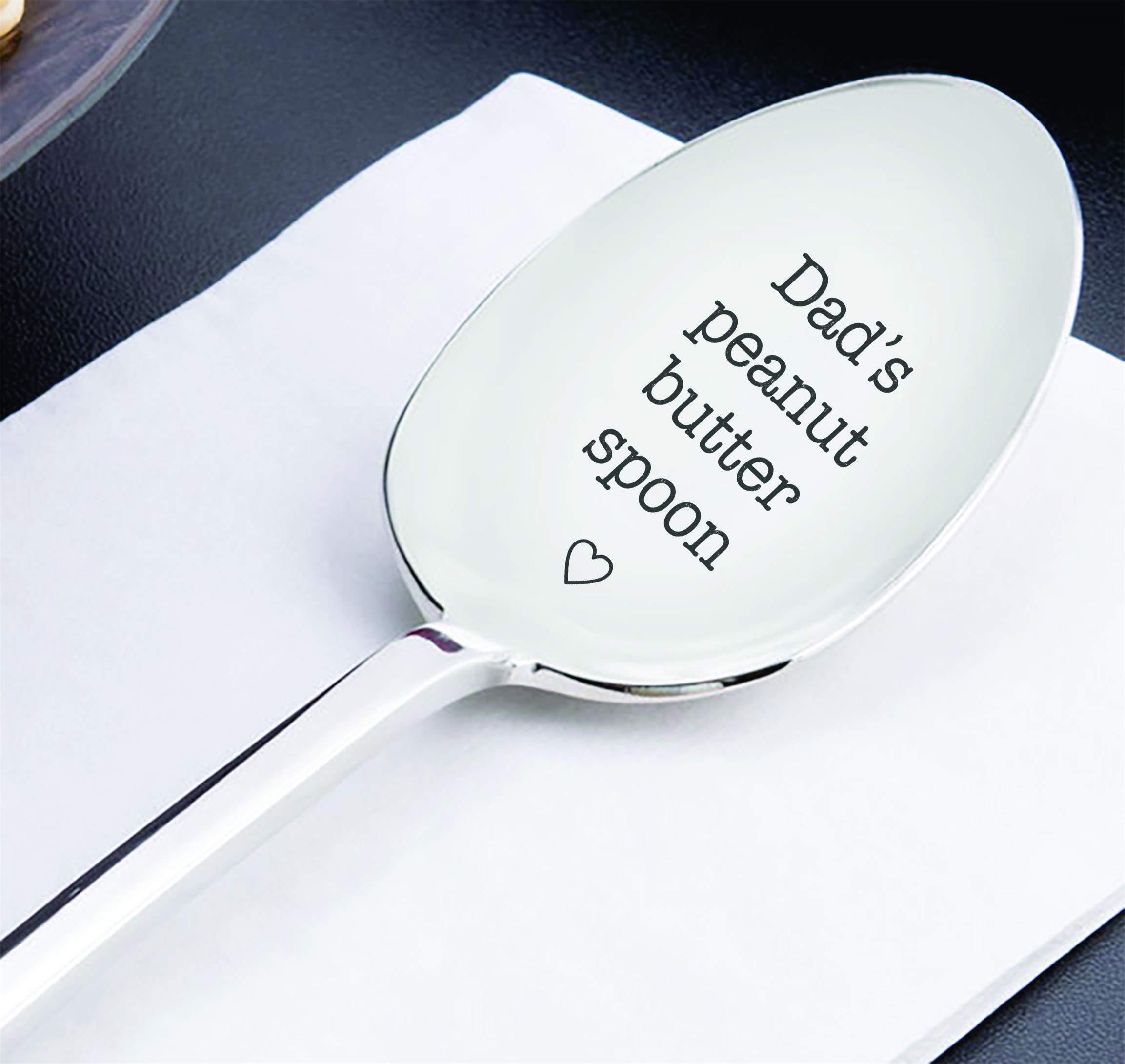 THE IDEAS FROM BOSTON Dad's Peanut Butter Spoonstainless Steel Espresso Spoons - Engraved Spoon - Cute Peanut Butter Lovers Gift -Fathers Day Gift By Boston Creative Company