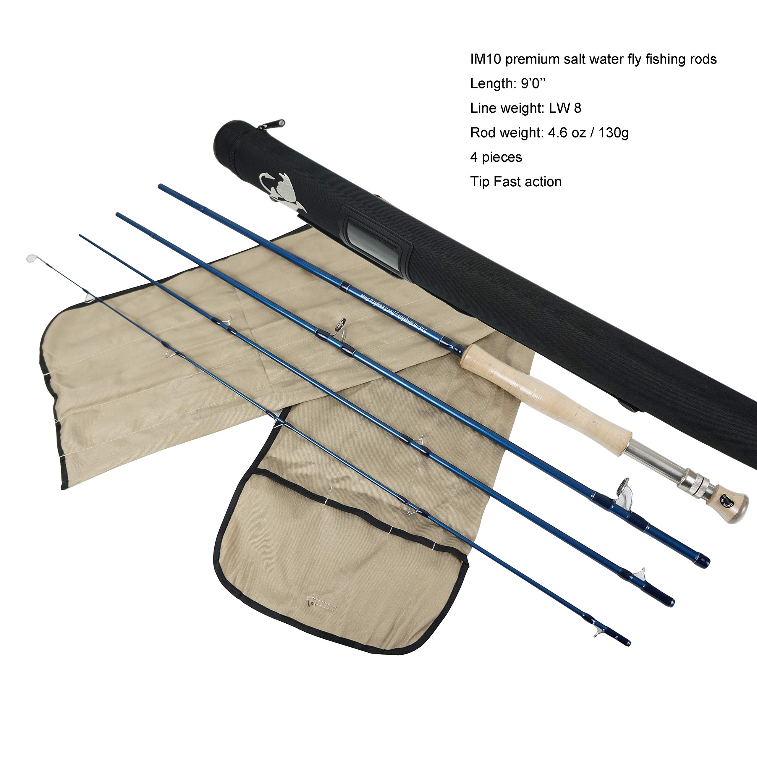 Riverruns Z Fly Fishing Rods IM10 9ft LW7-14 Saltwater,Tip Fast Action, Light Weight Fly Rods (9'0'' LW8)