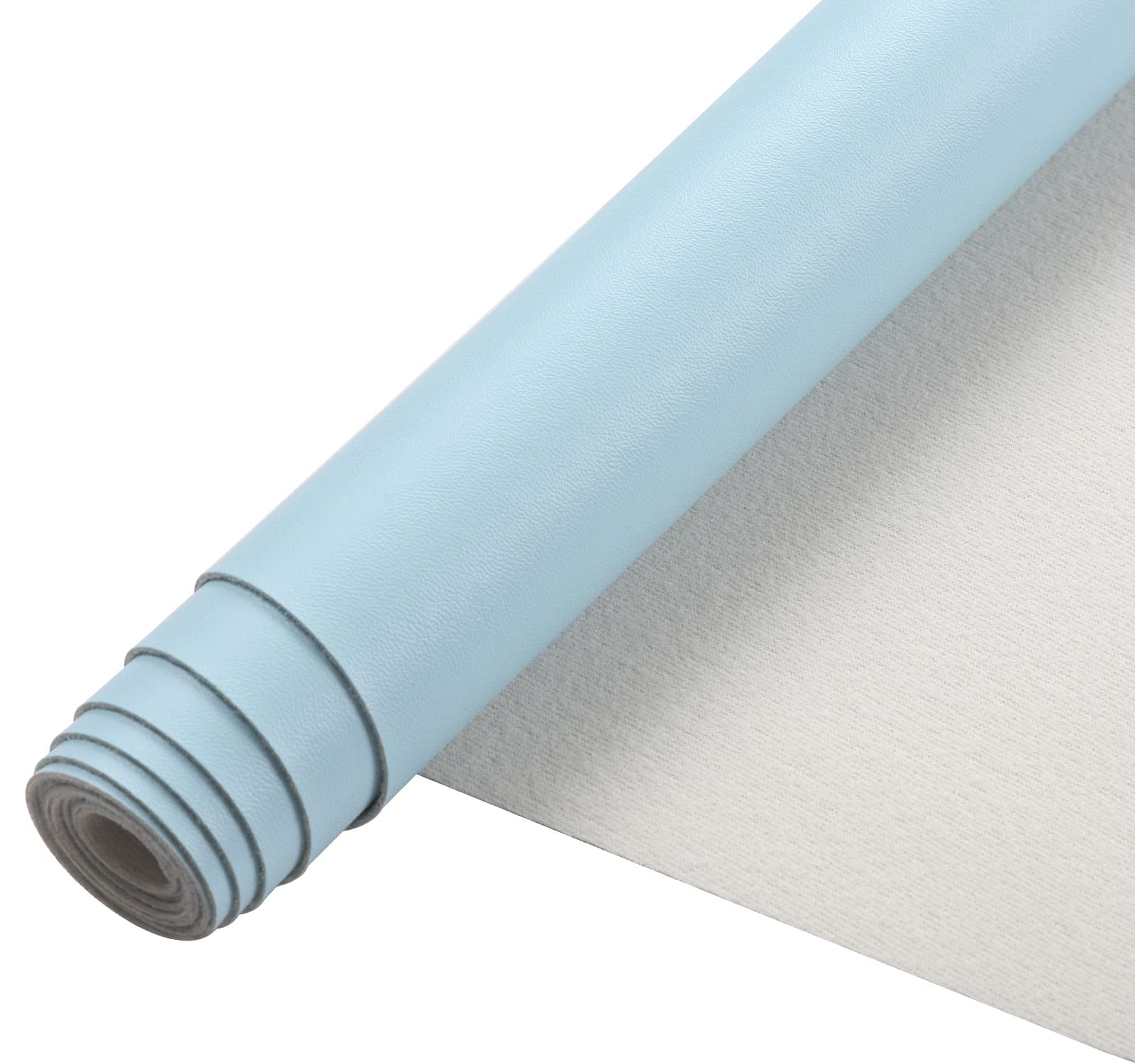 Picheng Smooth Solid Color Faux Leather Sheets 13.8"X53"(35cmX135cm),Soft Faux Leather Roll Very Suitable for Making Crafts,Leather Earrings, Bows,Sewing DIY Projects (Light Blue)