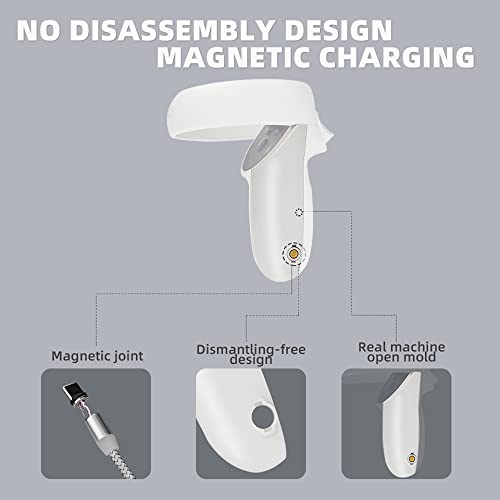 The perseids Charging Dock for Oculus Quest 2, Magnetic Charging Dock for Oculus Quest 2 VR Glasses Grip Detachable Charging Accessories, Fast Charging for Both Glasses and Grip(White)