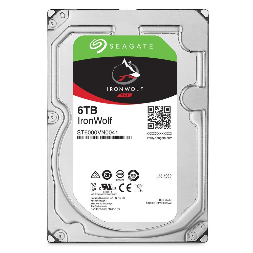 Seagate IronWolf ST6000VN001 6 TB Hard Drive - 3.5" Internal - SATA (SATA/600) - Storage System Device Supported - 7200rpm - 256 MB Buffer