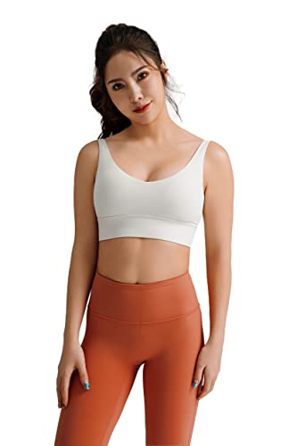 yooisa Sports Bra for Women Soft and Comfy for Hangout (Large, Ivory White)