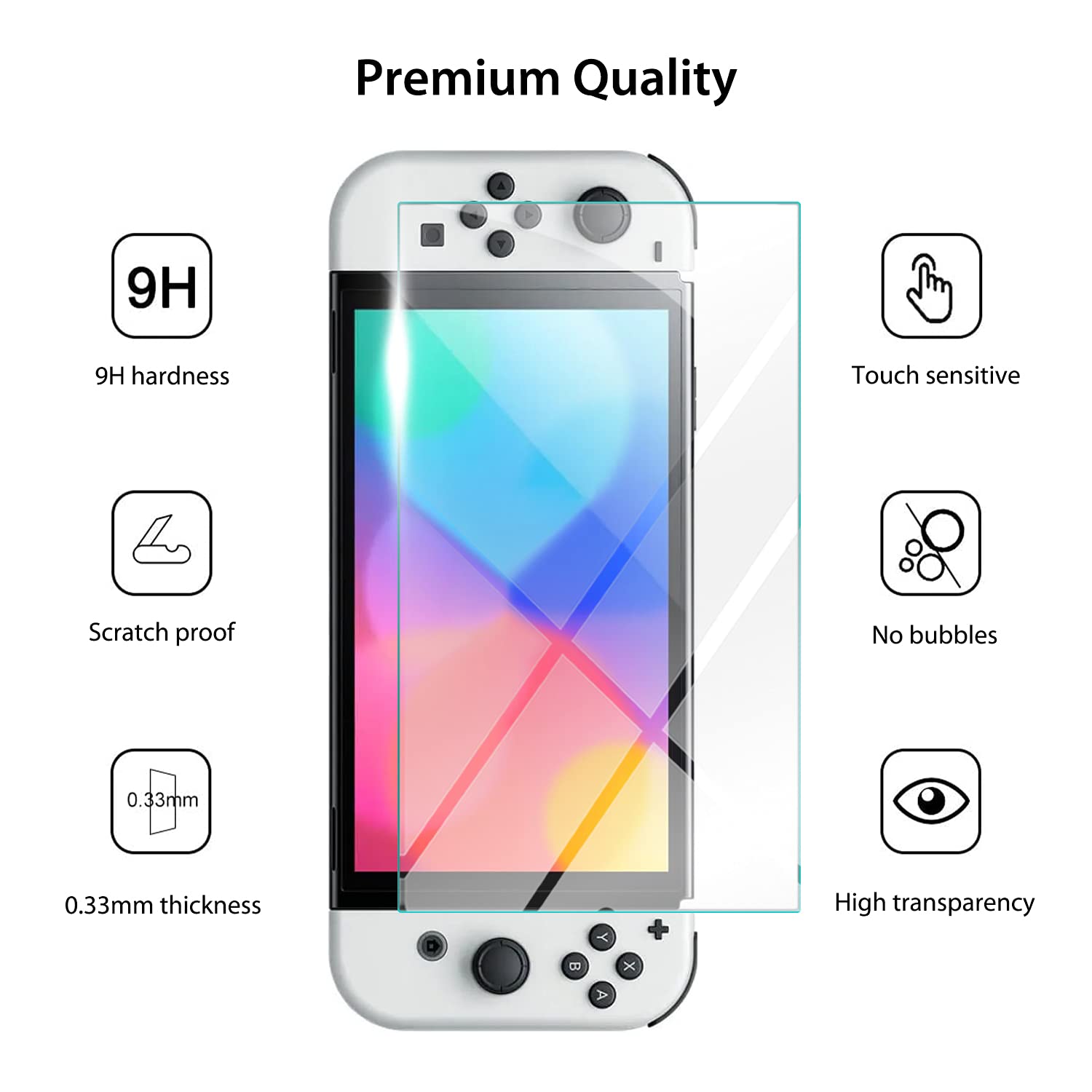 ZUSLAB Compatible with Nintendo Switch OLED Model Screen Protector 2021, Tempered Glass High Definition Bubble-free Touch Screen Cover【2-Pack】
