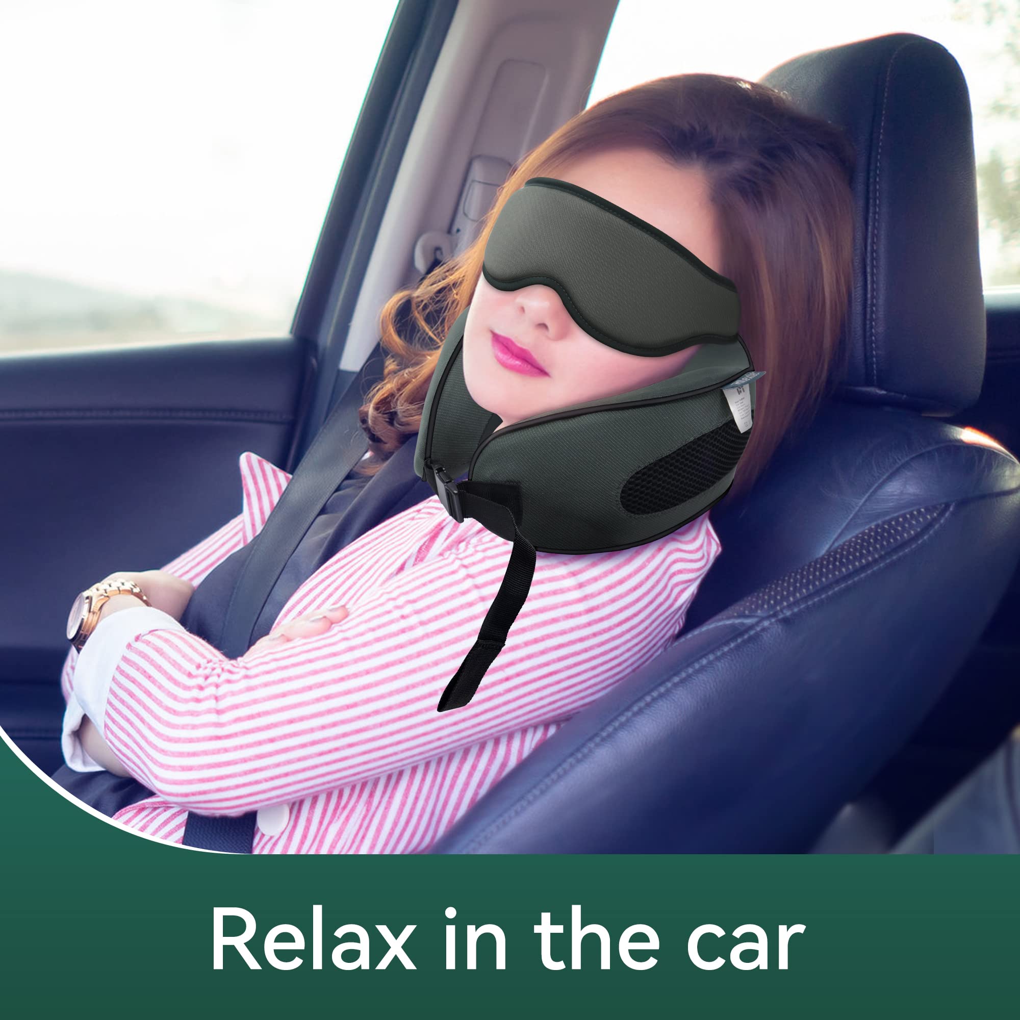 Rilextec Travel Pillow Neck Pillow for Travel Vibrate Neck Massager for Office Work with Breathable Cover & Memory Foam, Kit with one Eye Mask for Sleeping for Travel