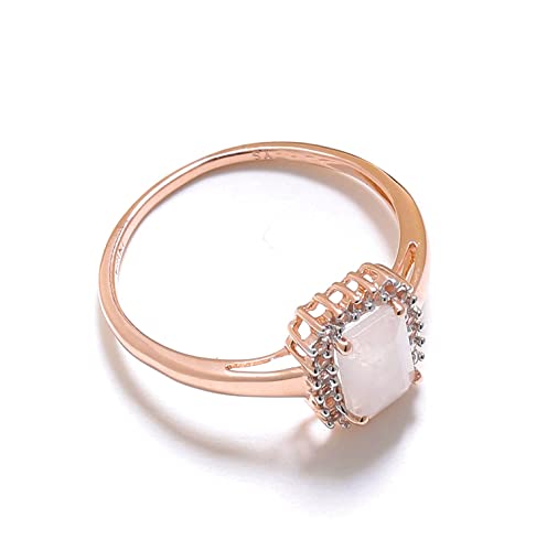 YoTreasure 1.52 Ct Moonstone Solid 10kt Rose Gold Engagement Ring Jewelry