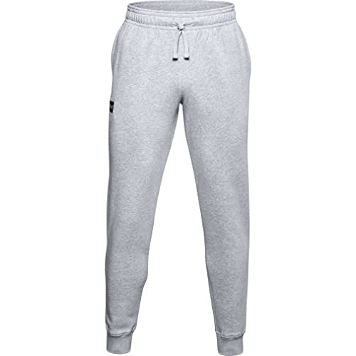 Under Armour Mens Rival Fleece Joggers , Mod Gray Light Heather (011)/Onyx White , Large