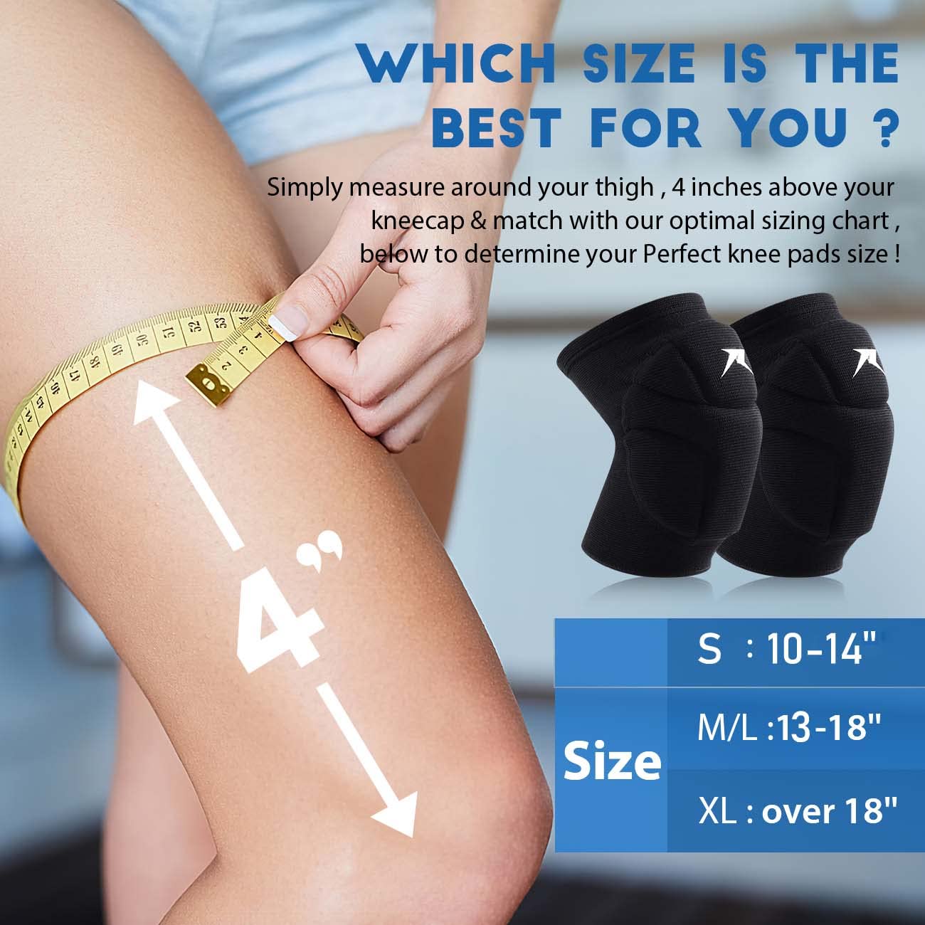 Volleyball Knee Pads,Knee Compression Sleeve Support for Men Women with High Protection Pads,Professional Grade Knee Pads for Running,Meniscus Tear,ACL,Arthritis,Joint Pain Relief