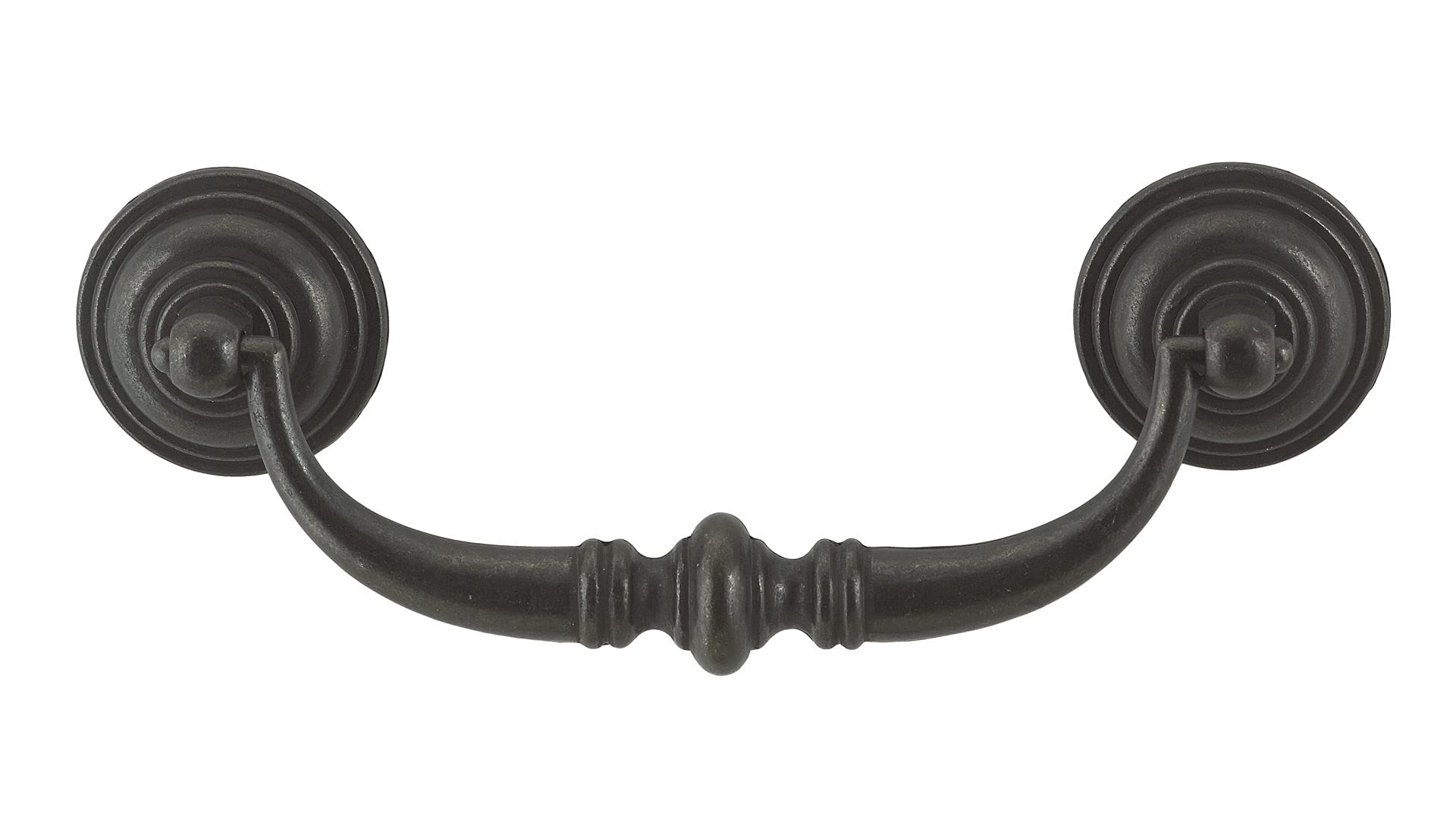Richelieu Hardware BP30214909 4 1/4-inch (108 mm) Center-to-Center Matte Black Iron Traditional Cabinet and Drawer Pull Handle for Kitchen, Bathroom, and Furniture