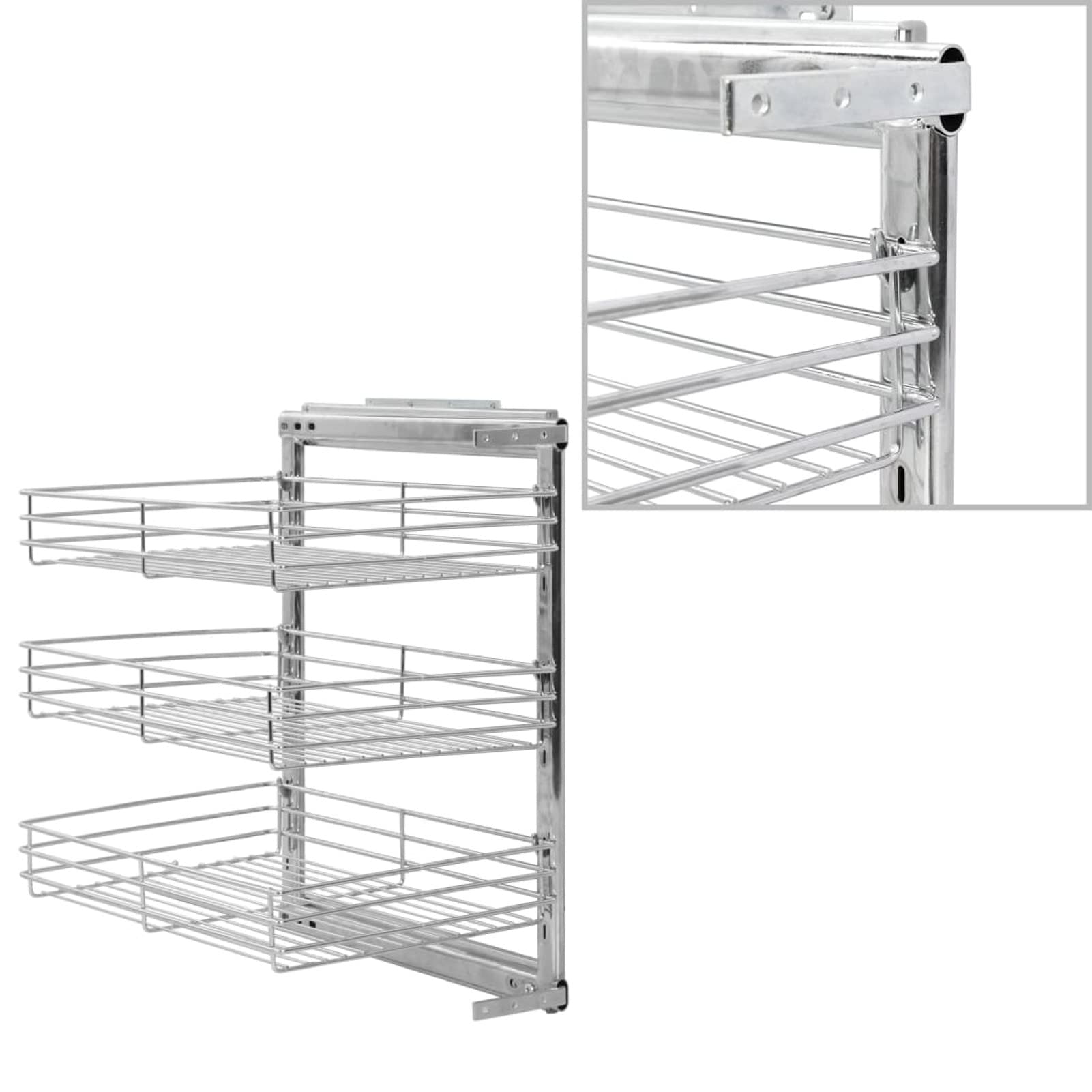 xiannv 3-Tier Pull-Out Kitchen Wire Basket Pull Out Spice Rack, Blind Corner Cabinet Pull Out, Pull Out Shelf Storage for Kitchen Base Cabinet Organization Silver 18.5"x13.8"x22"