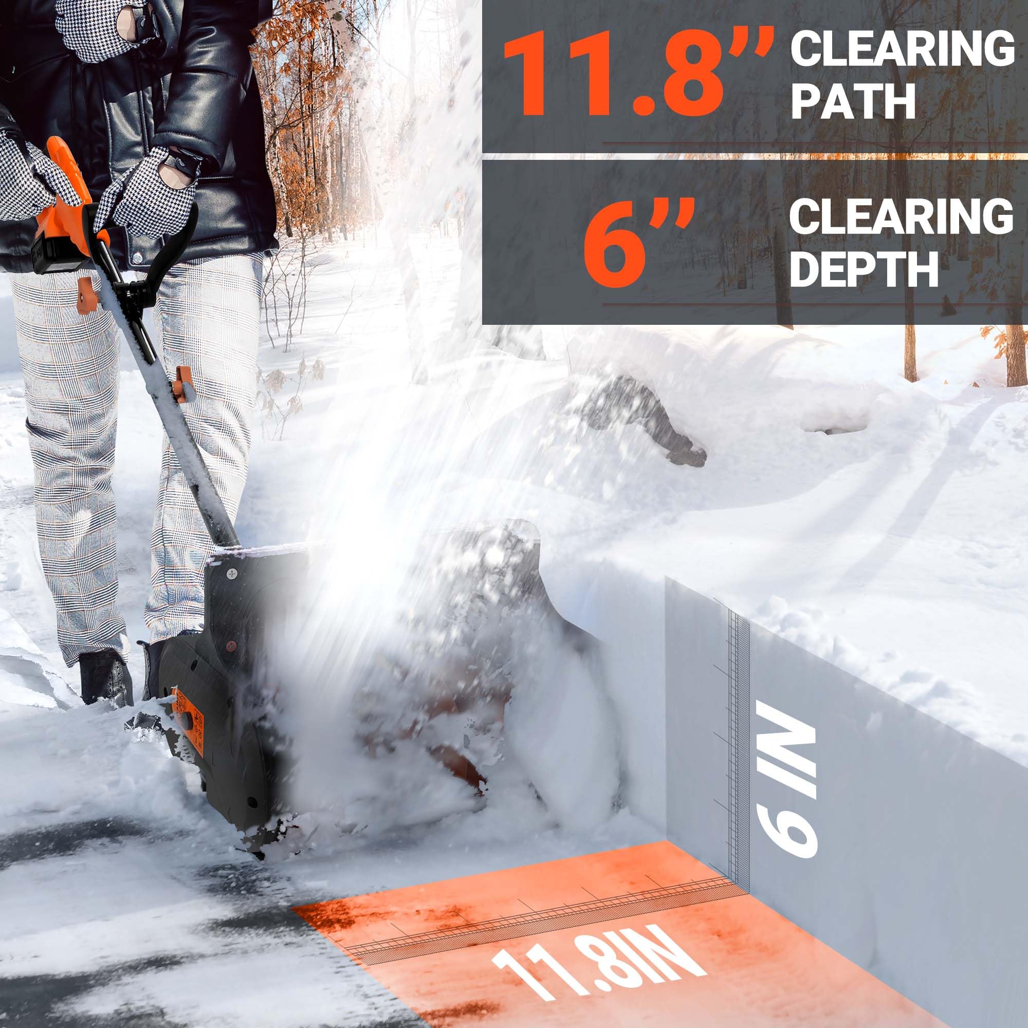 VOLTASK Cordless Snow Shovel, 20V | 11.8-Inch | 4-Ah Cordless Snow Blower, Battery Snow Blower with Directional Plate & Adjustable Front Handle (4-Ah Battery & Quick Charger Included)